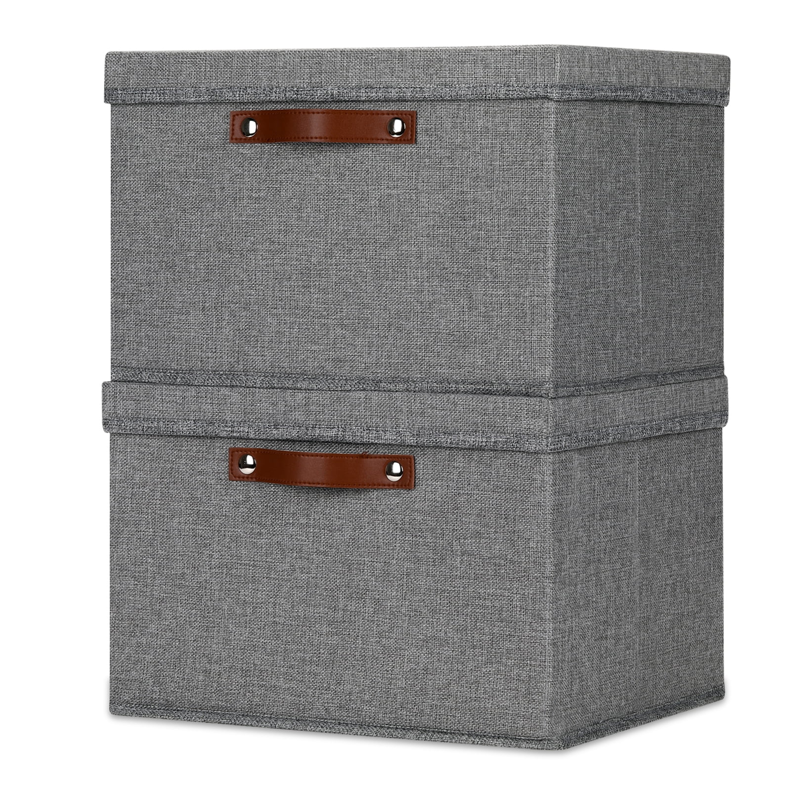 Bidtakay fabric storage closet shelf gray bins 2 pcs - Walmart.com