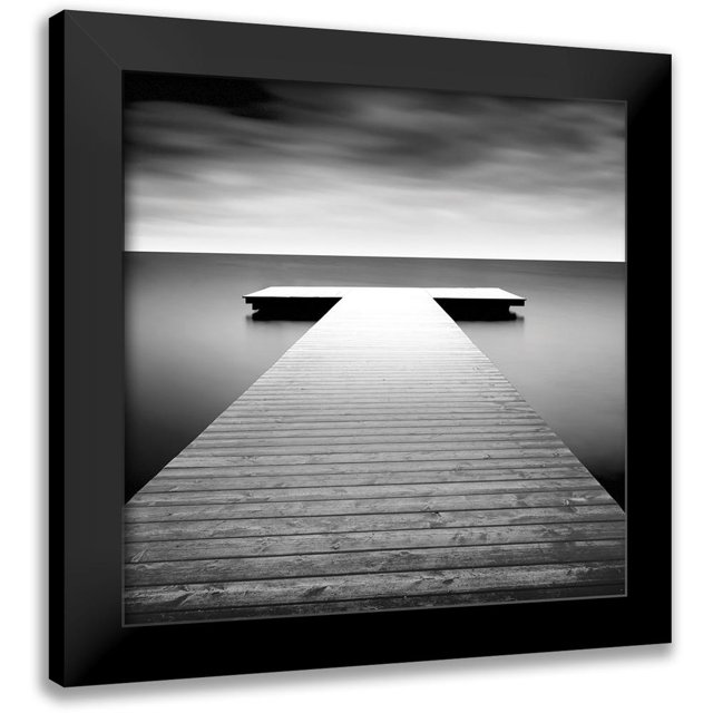 Biebel 12x12 Black Modern Framed Museum Art Print Titled - Idyllic Lake ...