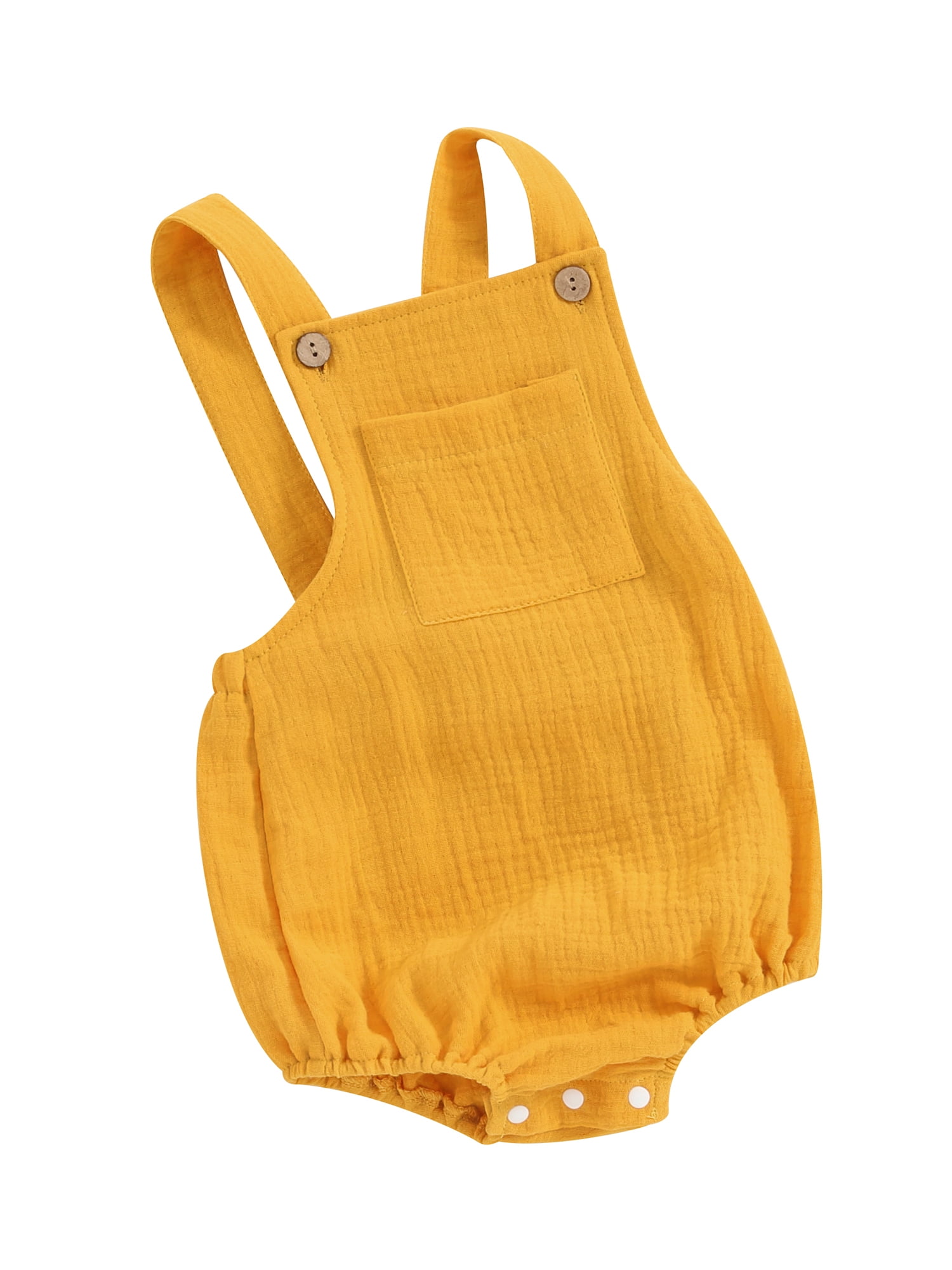 Biekopu Baby Cotton Linen Overalls Solid Color Sleeveless Square Neck ...