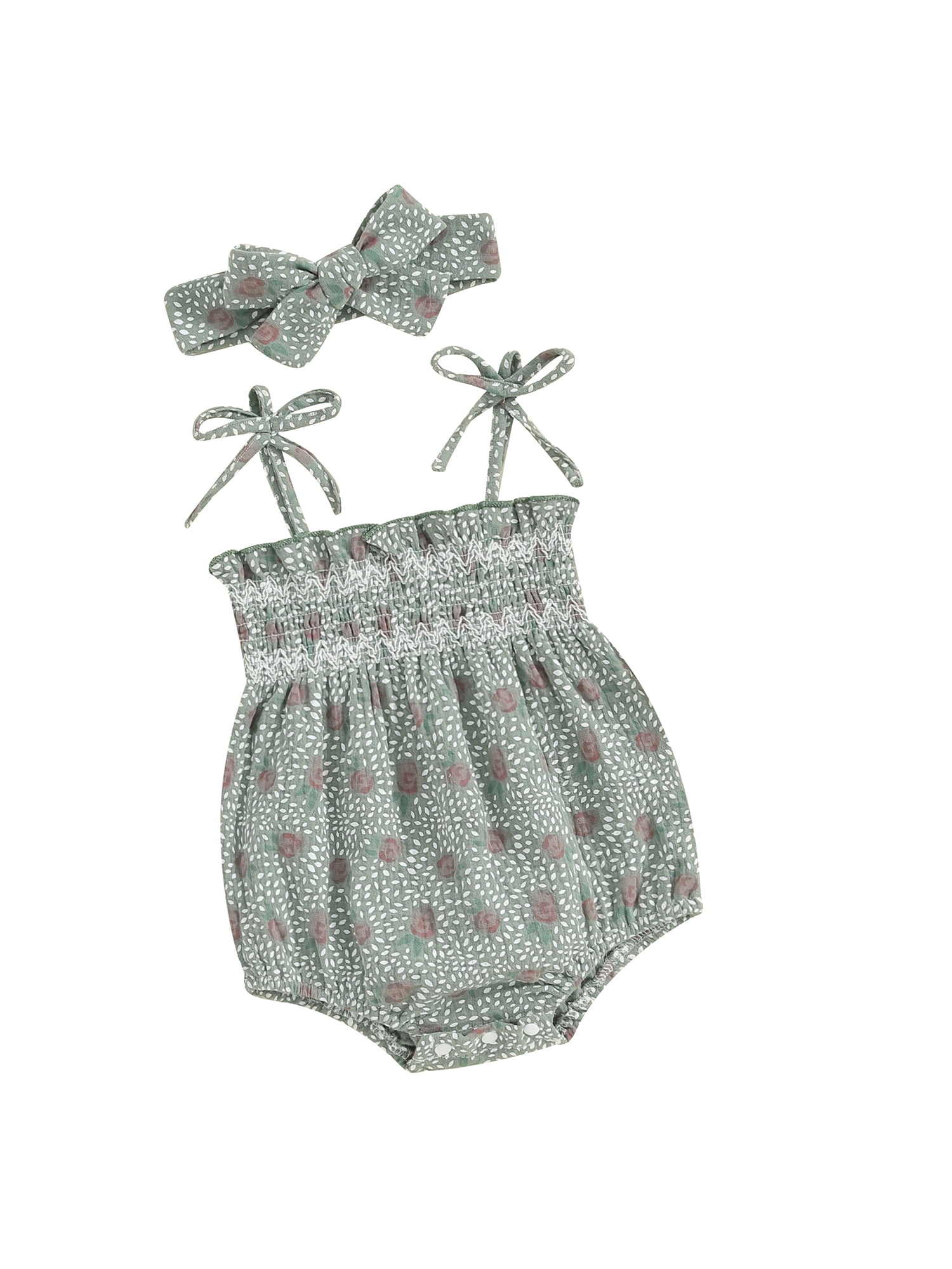 Biekopu Baby Girl 2 Piece Outfits Floral Print Bandage Straps ...