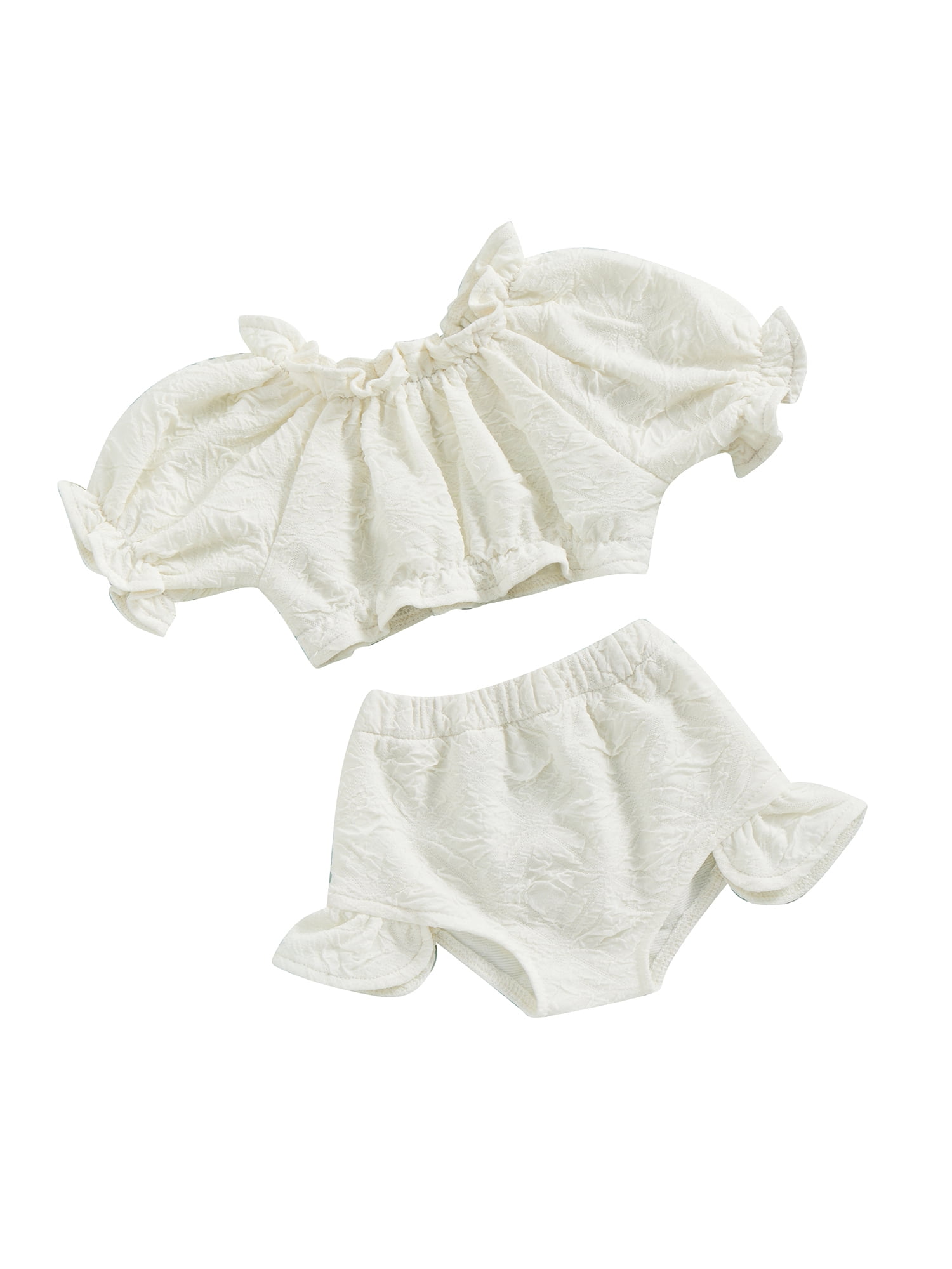 Biekopu Baby Girl 2Pcs Summer Outfits Short Puff Sleeve Crop Tops ...