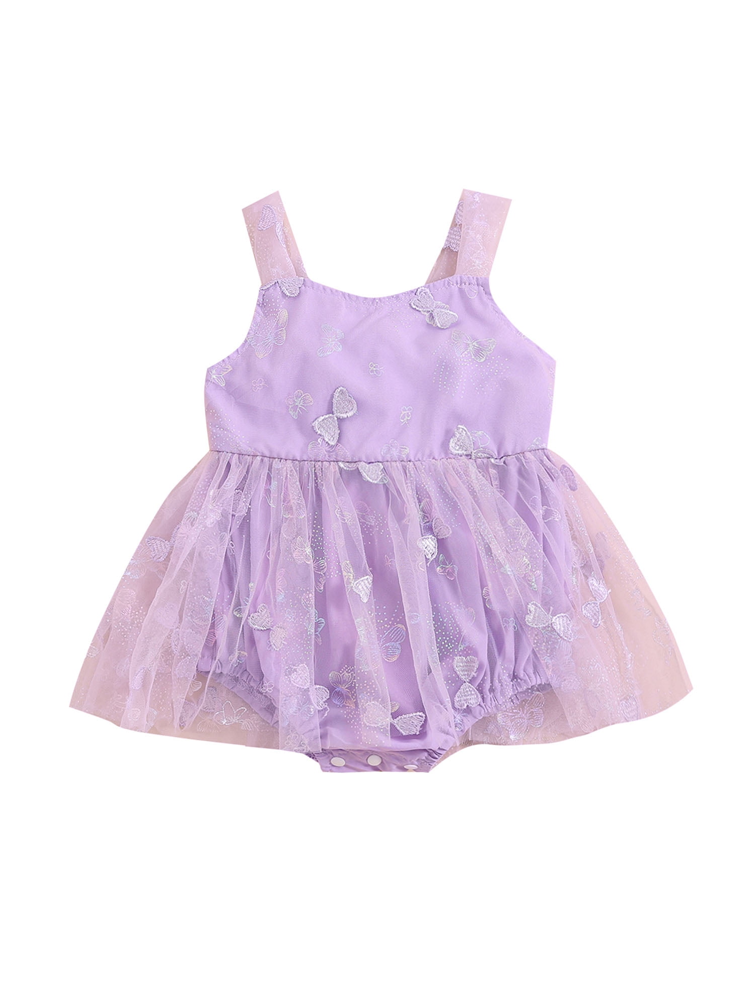 Biekopu Baby Girl Bubble Romper Sleeveless 3D Butterfly Embroidery ...