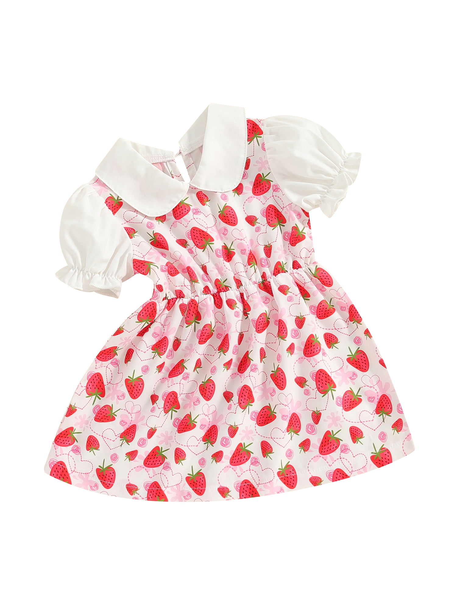 Biekopu Baby Girl Summer Dress Cute Doll Collar Puff Sleeve Strawberry ...