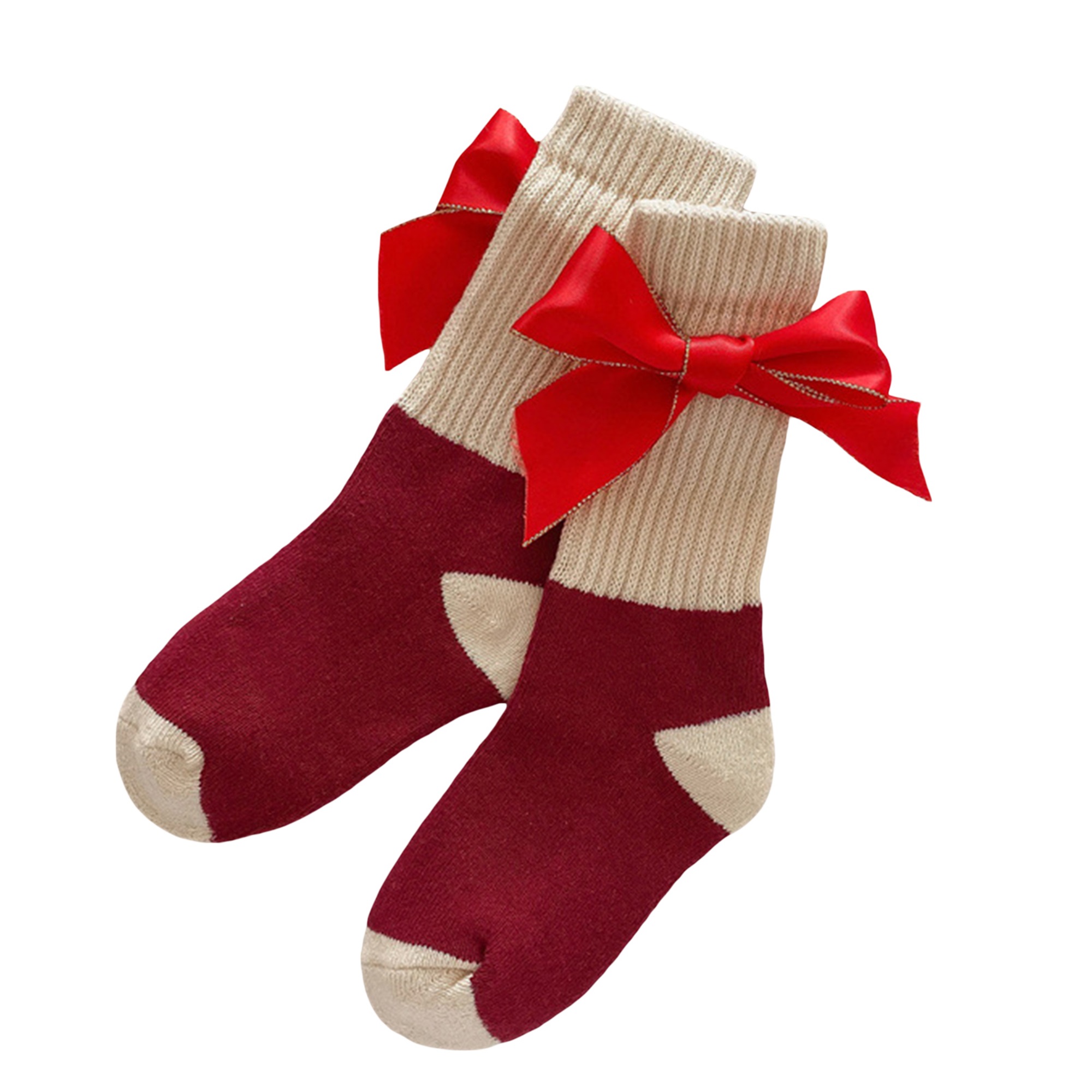 Biekopu Baby Girls Bow Dress Socks Cute Princess Socks Breathable Tube ...