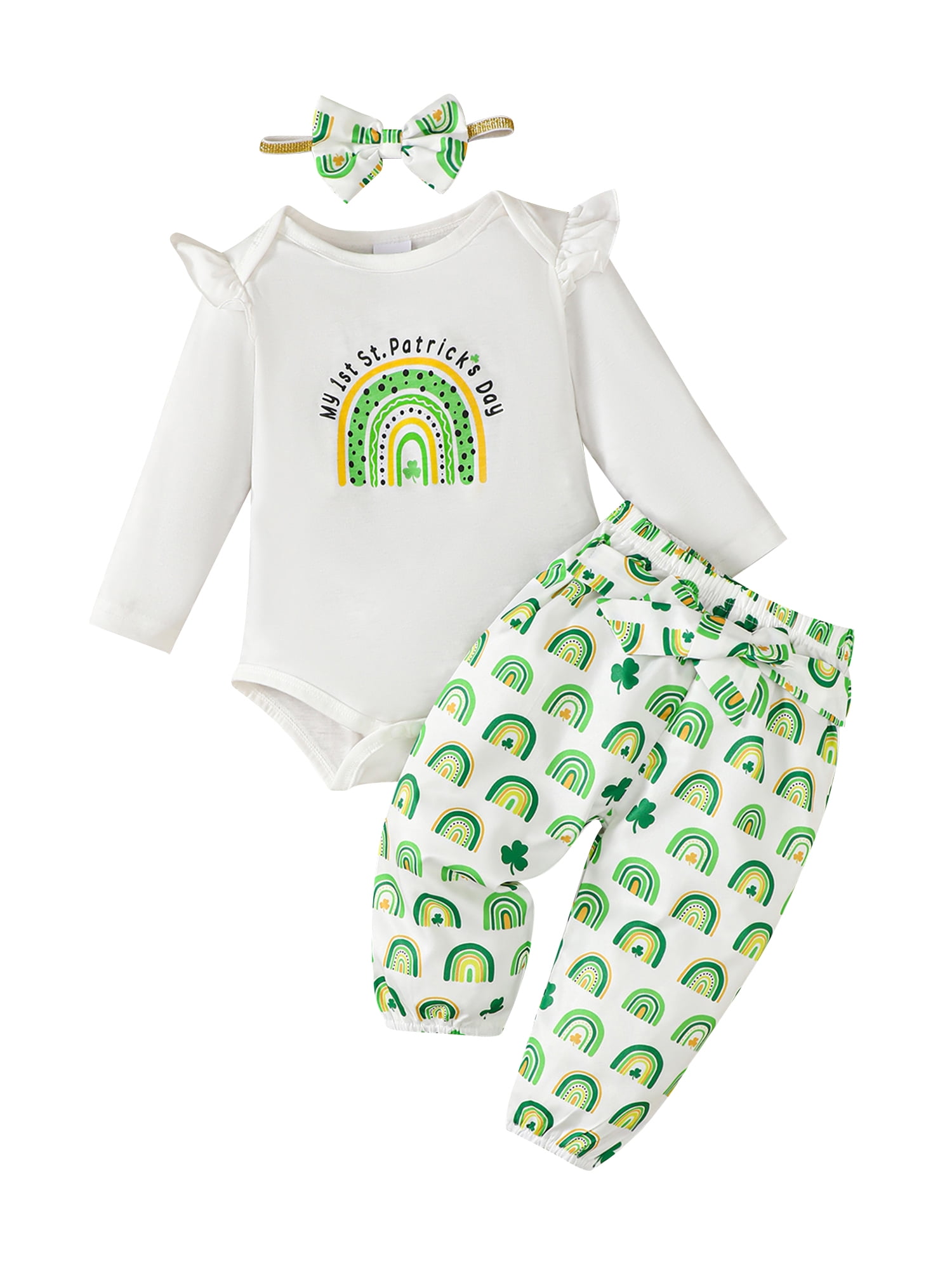 Biekopu Baby Girls Irish Day Outfits Long Sleeve Rainbow Letter Print ...