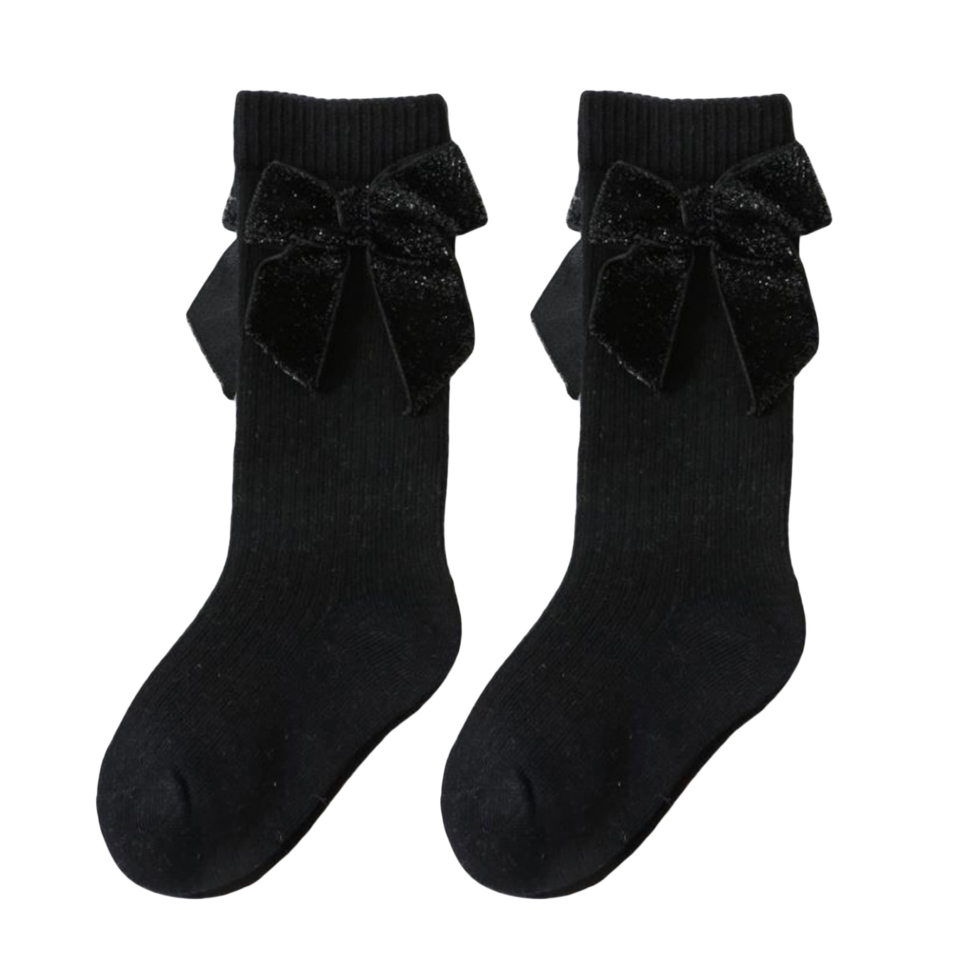 Biekopu Baby Girls Princess Socks Elastic Sequin Bow Knee High Socks ...