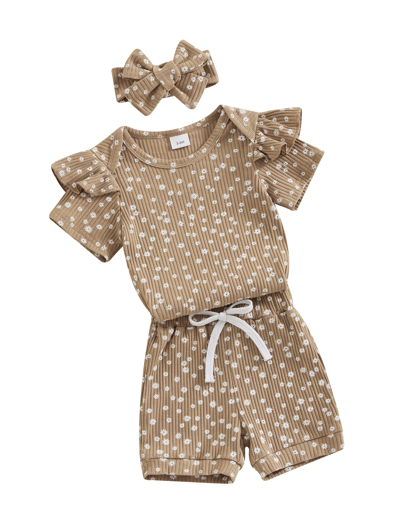 Biekopu Baby Girls Shorts Outfits Floral Print Short Sleeve Romper with ...