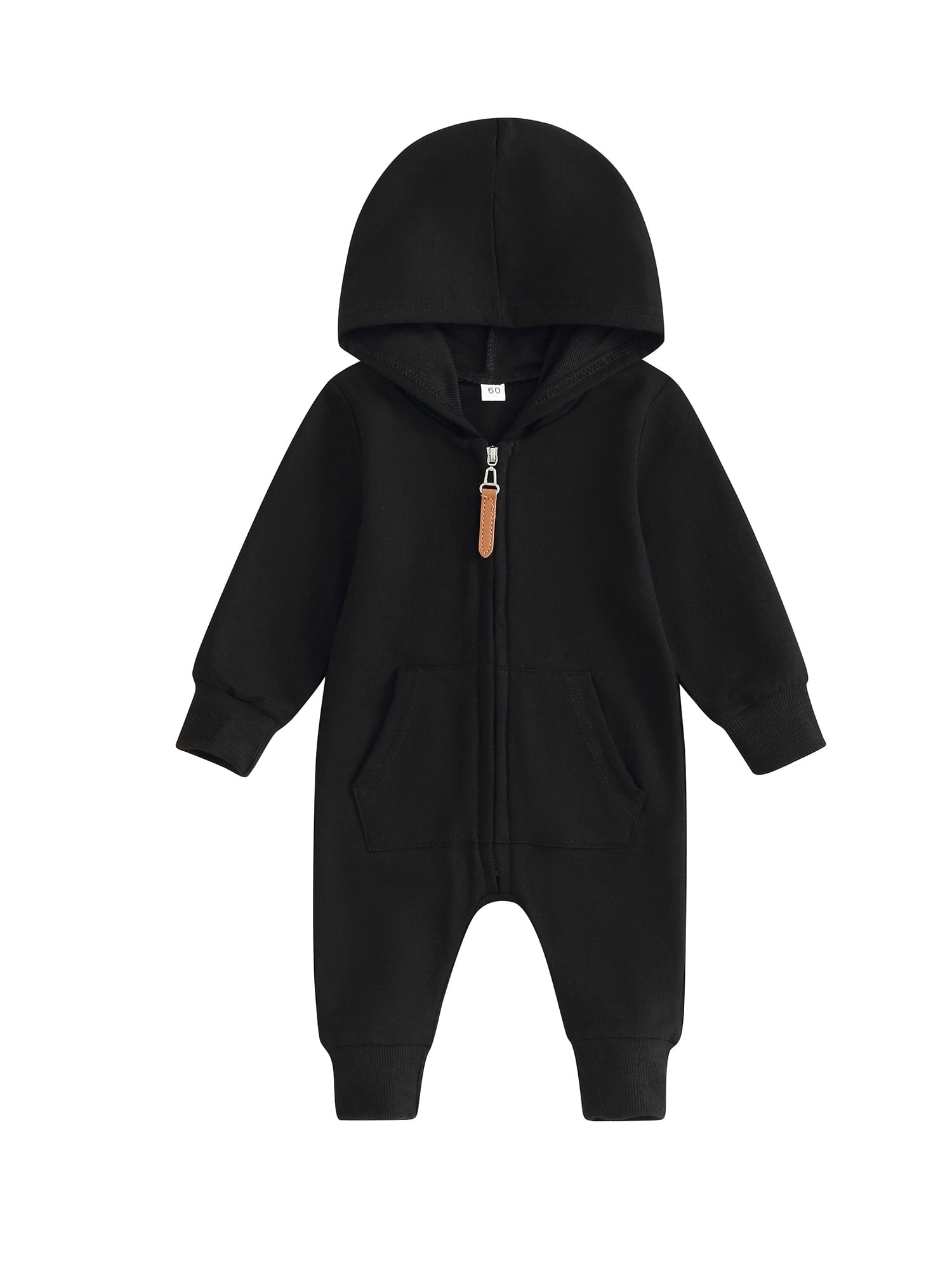 Biekopu Baby Jumpsuit, Long Sleeve Hooded Zip-up Solid Fall Romper ...