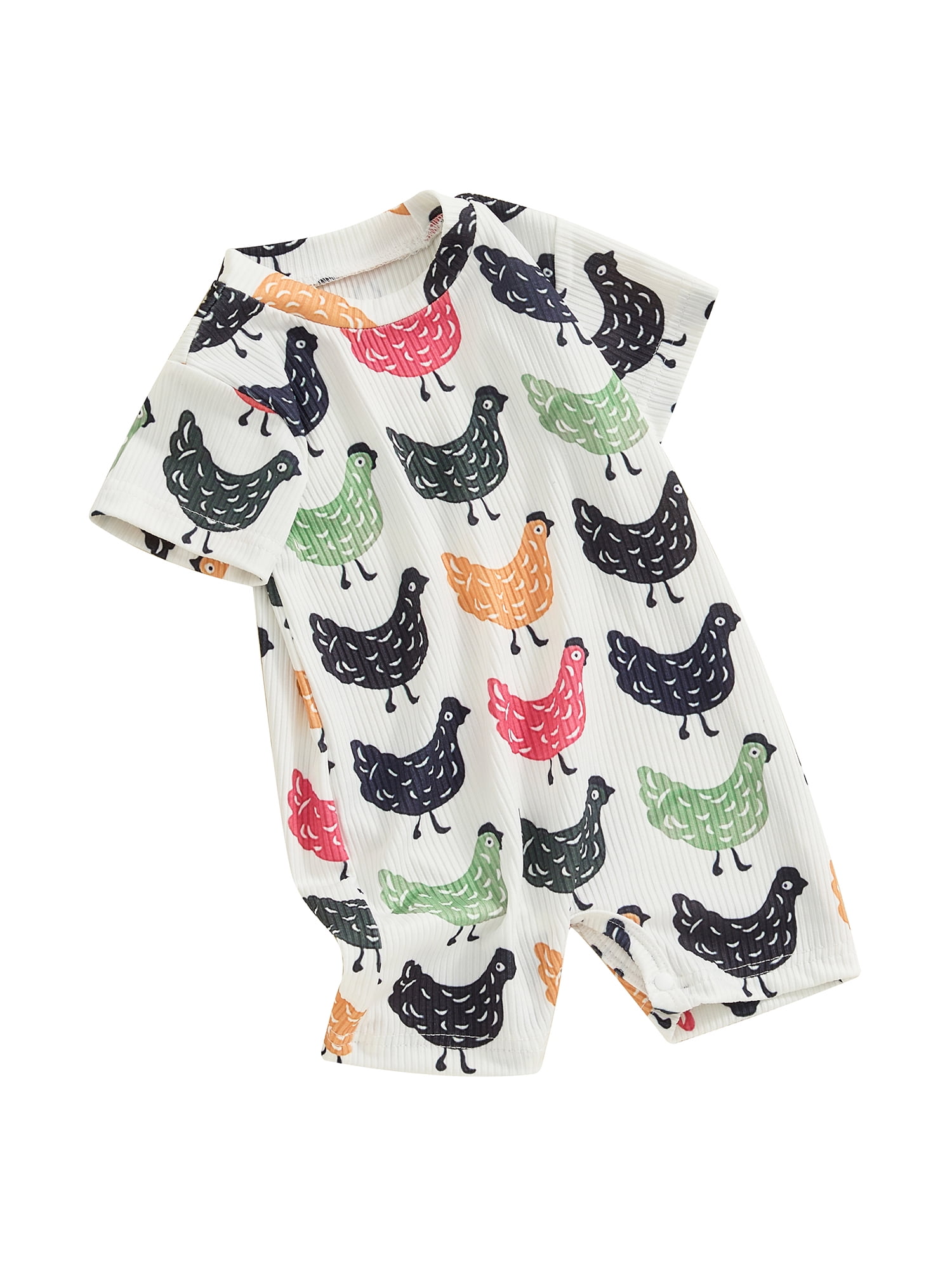Biekopu Baby Jumpsuit, Short Sleeve Crew Neck Chicken Print Summer ...