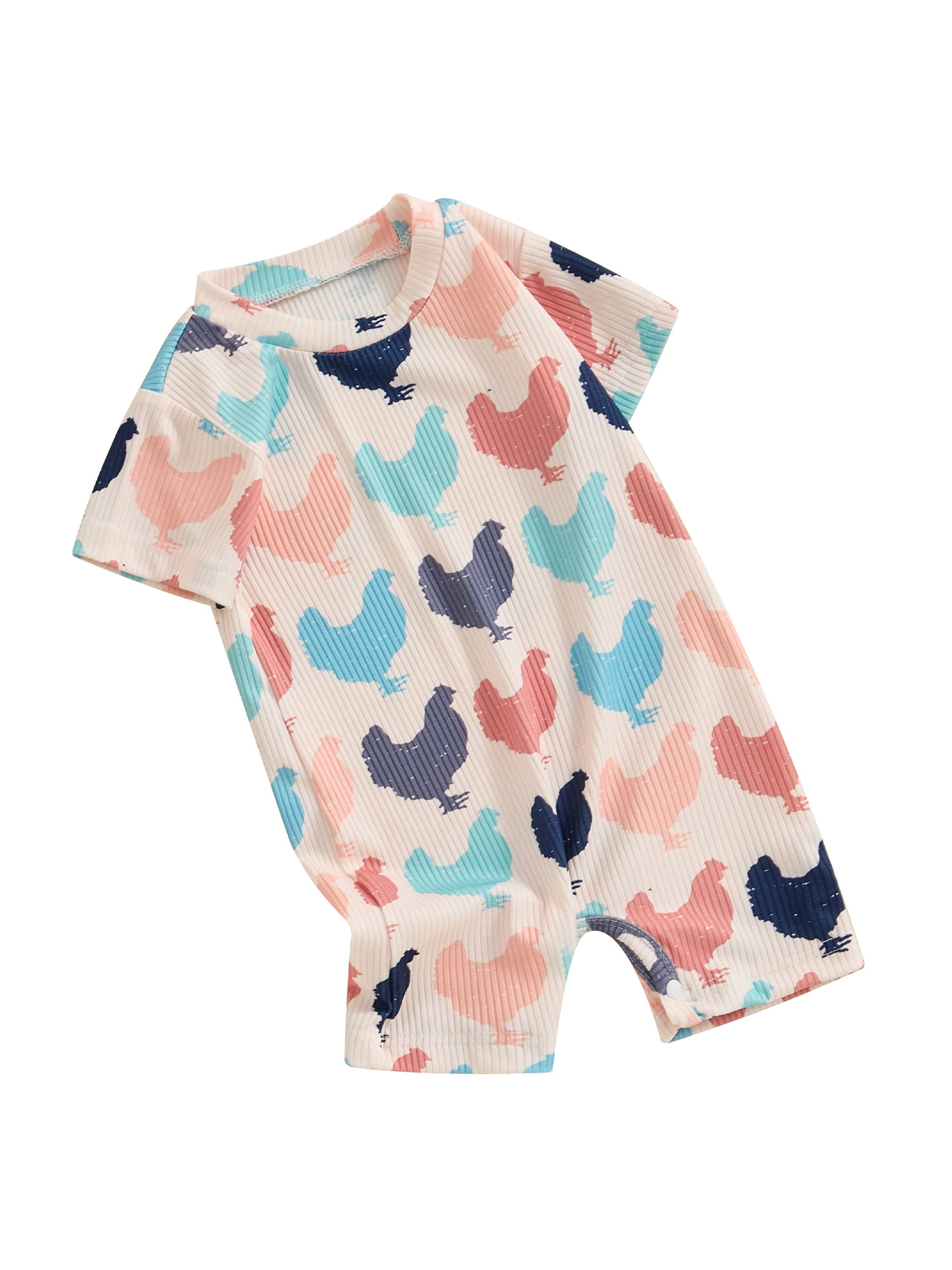 Biekopu Baby Jumpsuit, Short Sleeve Crew Neck Chicken Print Summer ...