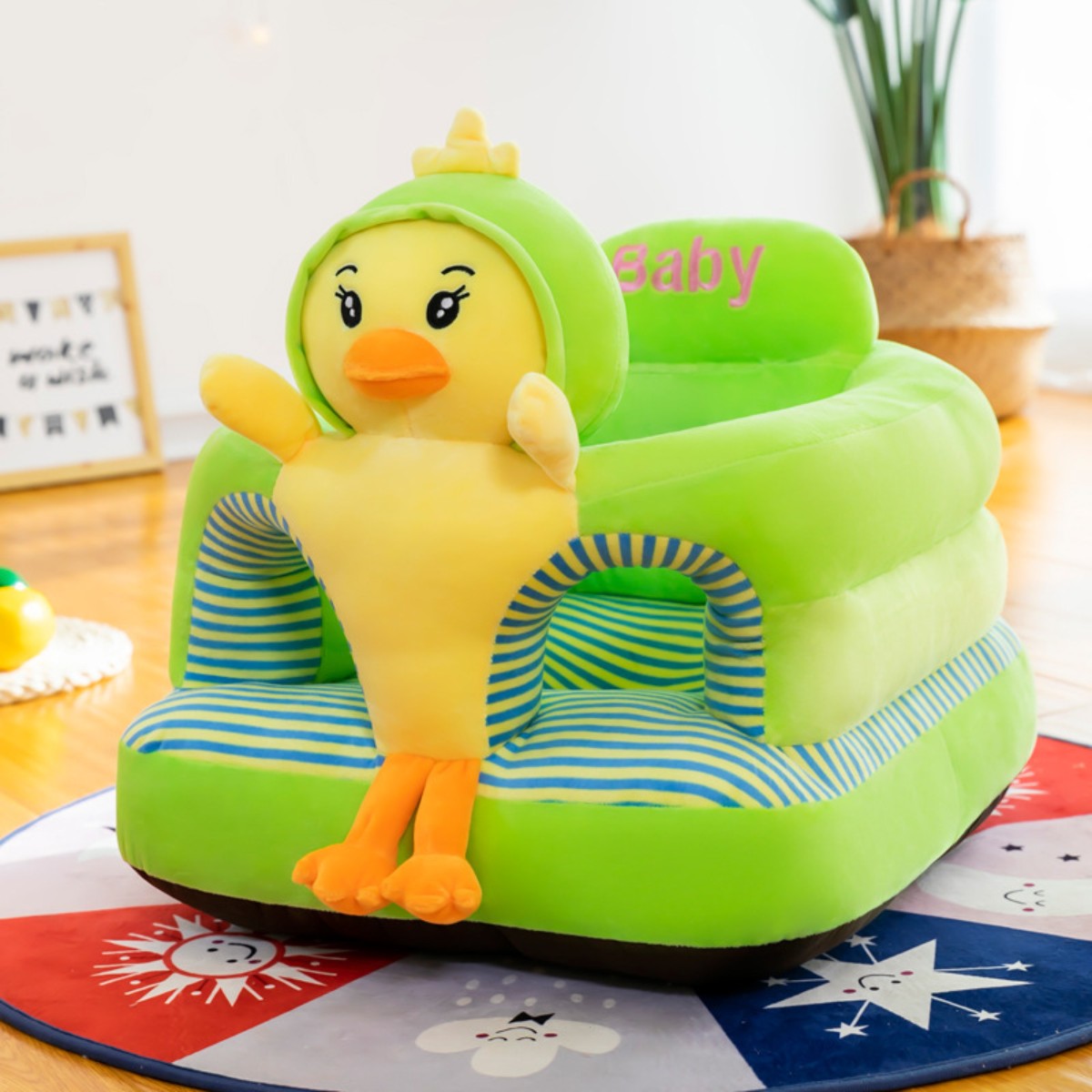 Biekopu Baby Sit up Chair Cartoon Animals Plush Toddler Sofa Chair Baby ...