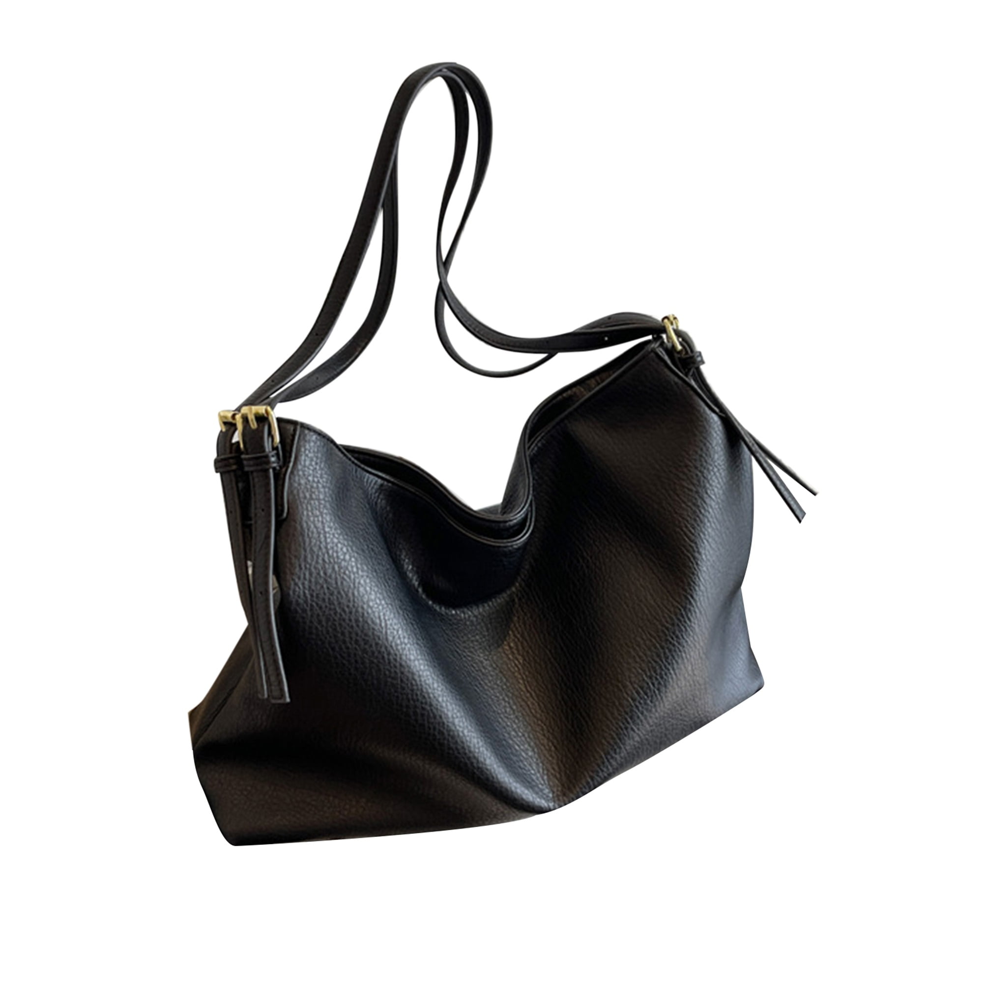 Biekopu Fashion PU Leather Shoulder Bags for Women Solid Color Tote ...