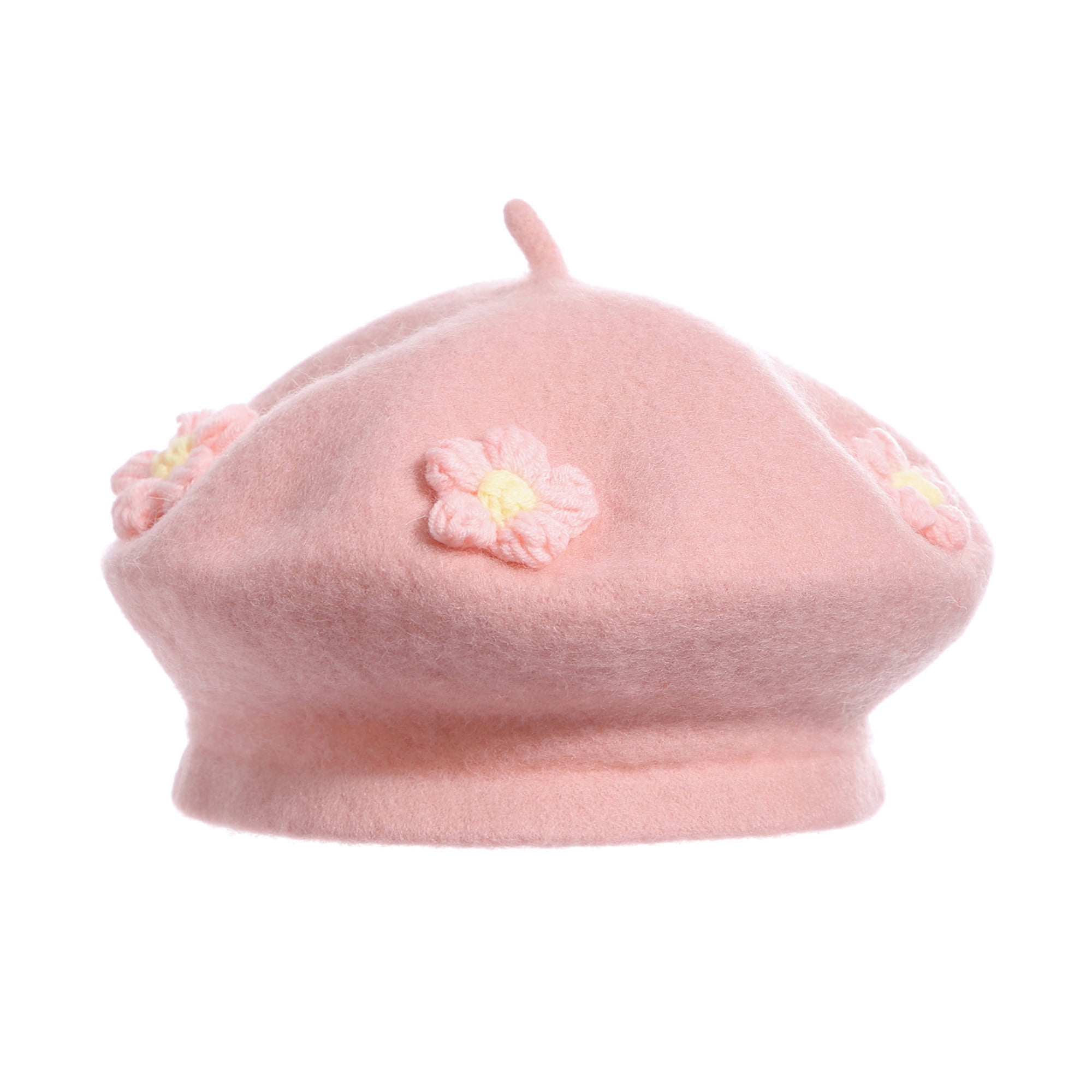 Biekopu Girls Classic French Berets 3D Flower Decor Artist Beanie Cap ...