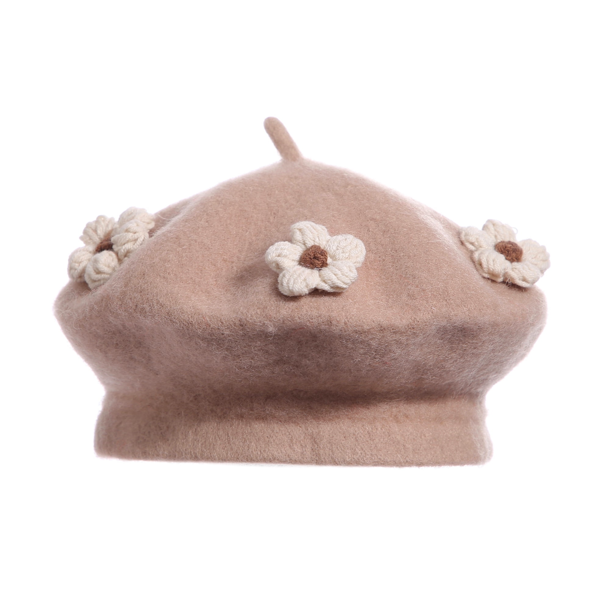 Biekopu Girls Classic French Berets 3D Flower Decor Artist Beanie Cap ...