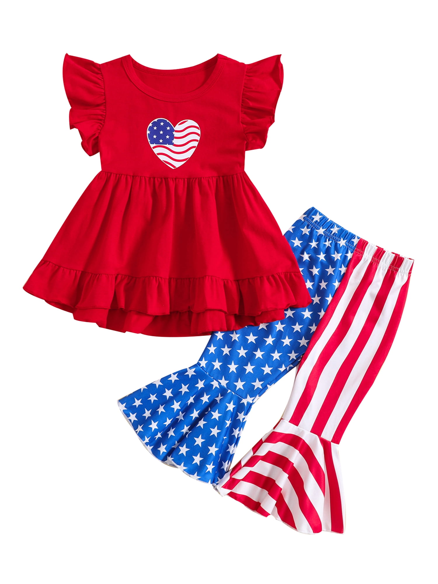 Biekopu Independence Day Kid Girls Pants Suit, Casual Street Fly ...