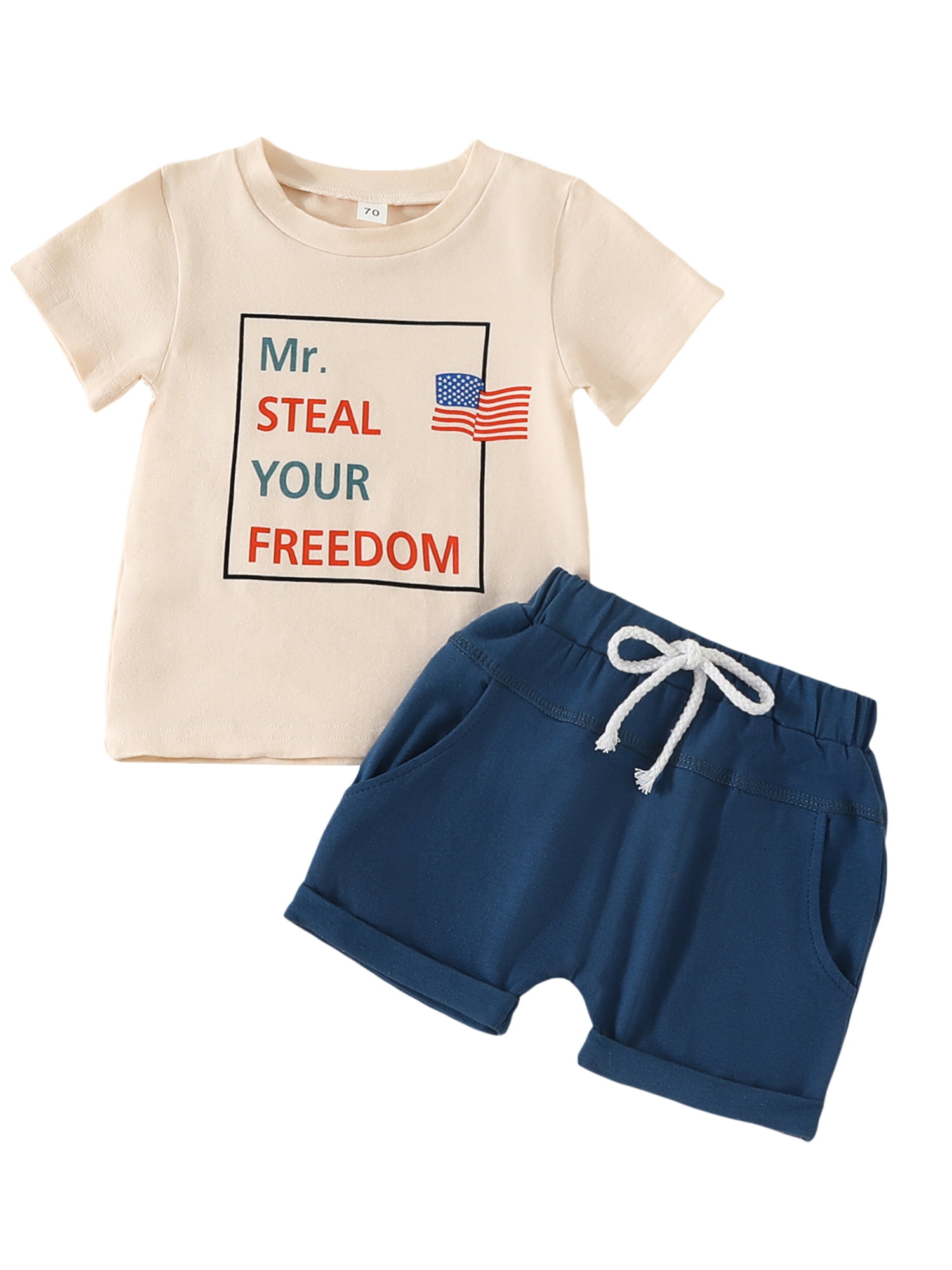 Biekopu Independence Day Kids Boys Outfits,Summer Flag Letter Short ...