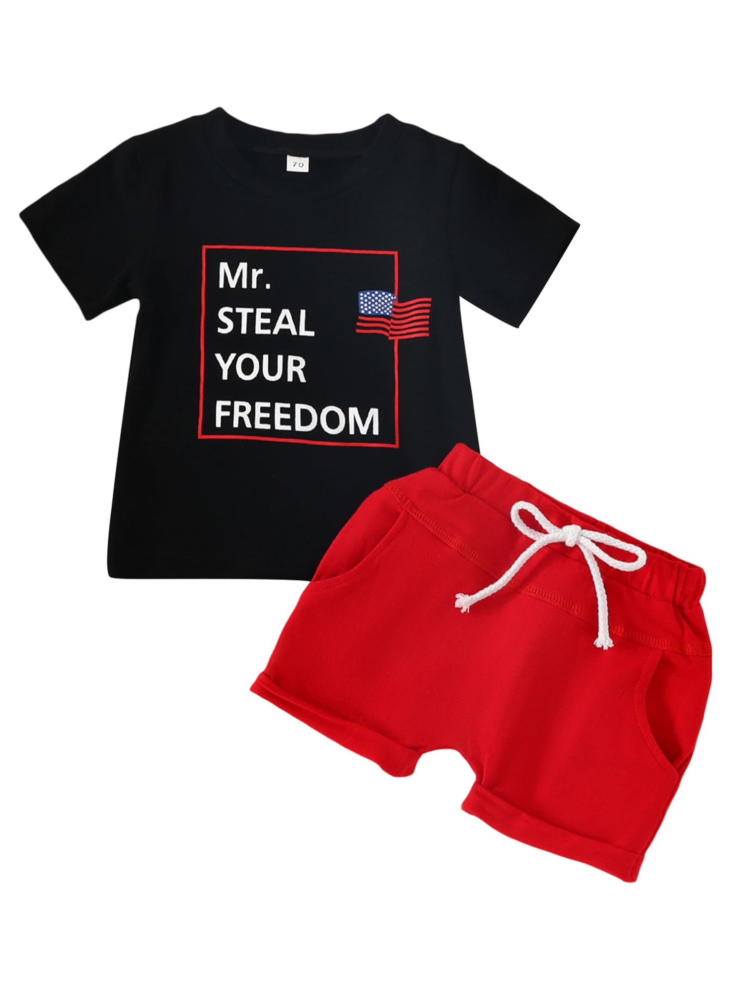 Biekopu Independence Day Kids Boys Outfits,Summer Flag Letter Short ...