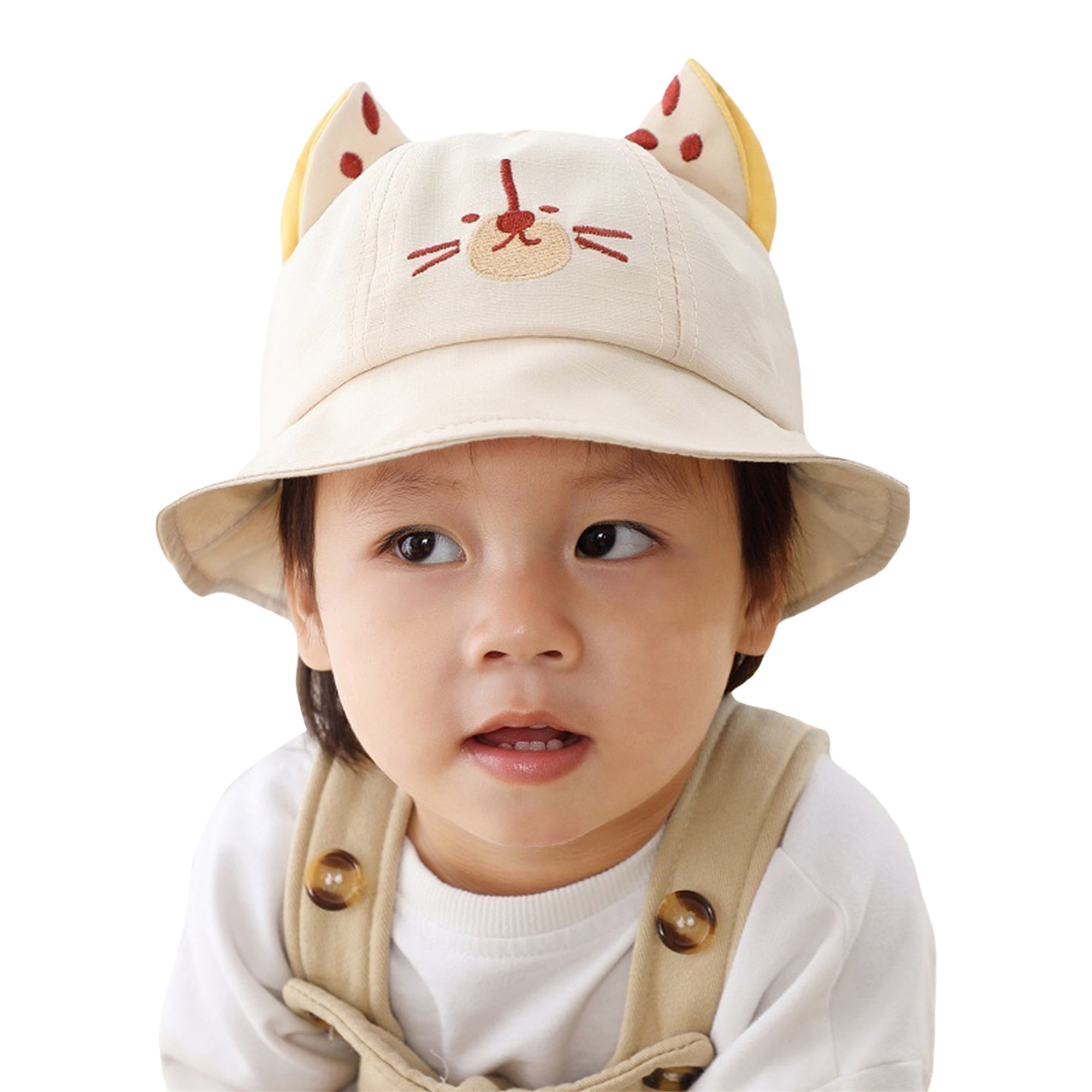 Biekopu Infant Boys Girls Fisherman Hat Cartoon Cat Embroidery Wide ...
