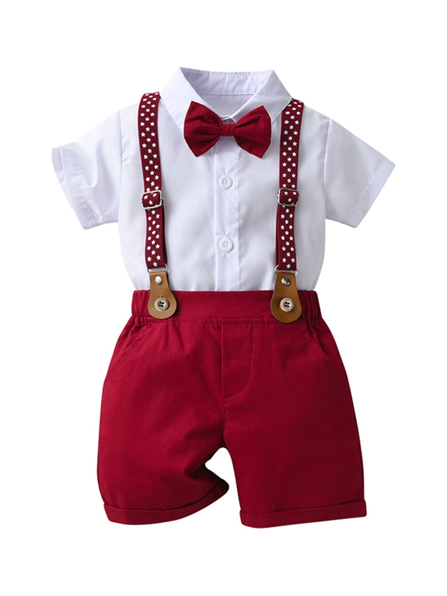 Biekopu Kid Boys Shorts Set, Short Sleeve Shirt with Bow Tie Overall ...
