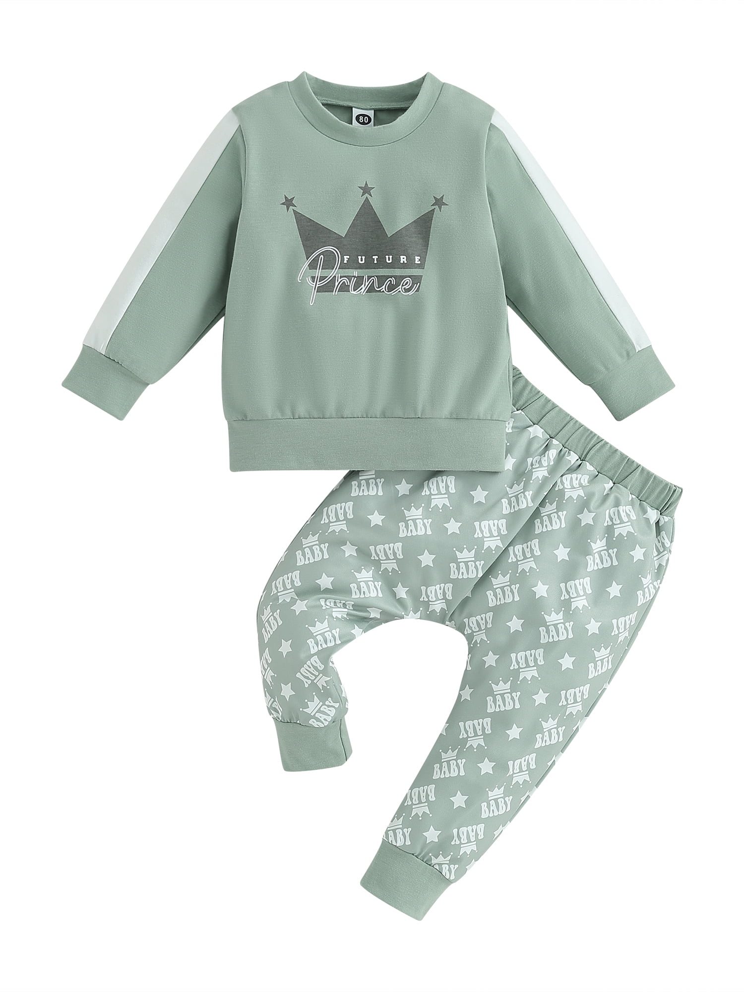 Biekopu Kids Boys 2-piece Outfit, Long Sleeve Letters Print Sweatshirt ...