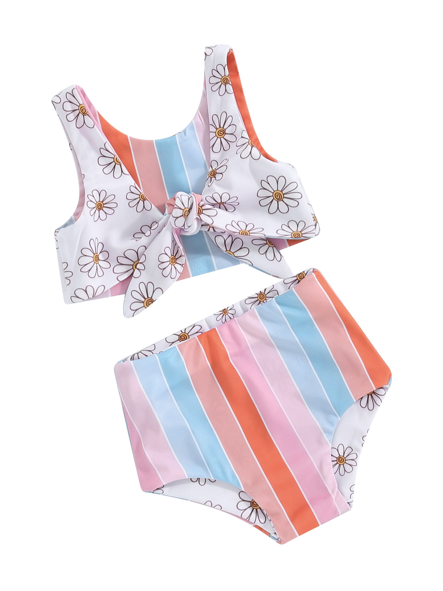 Biekopu Kids Girl Two Piece Swimsuits Summer Striped/Floral Print ...