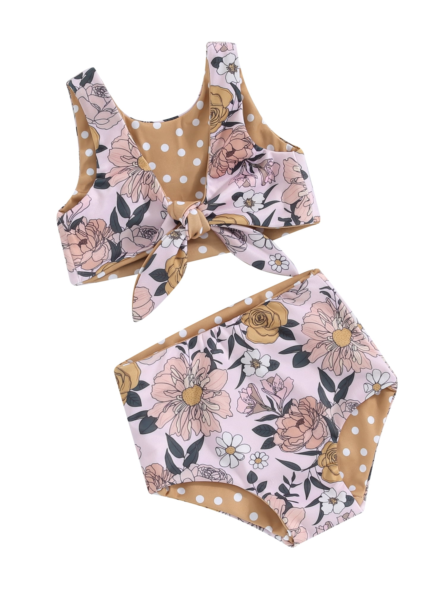 Biekopu Kids Girl Two Piece Swimsuits Summer Striped/Floral Print ...