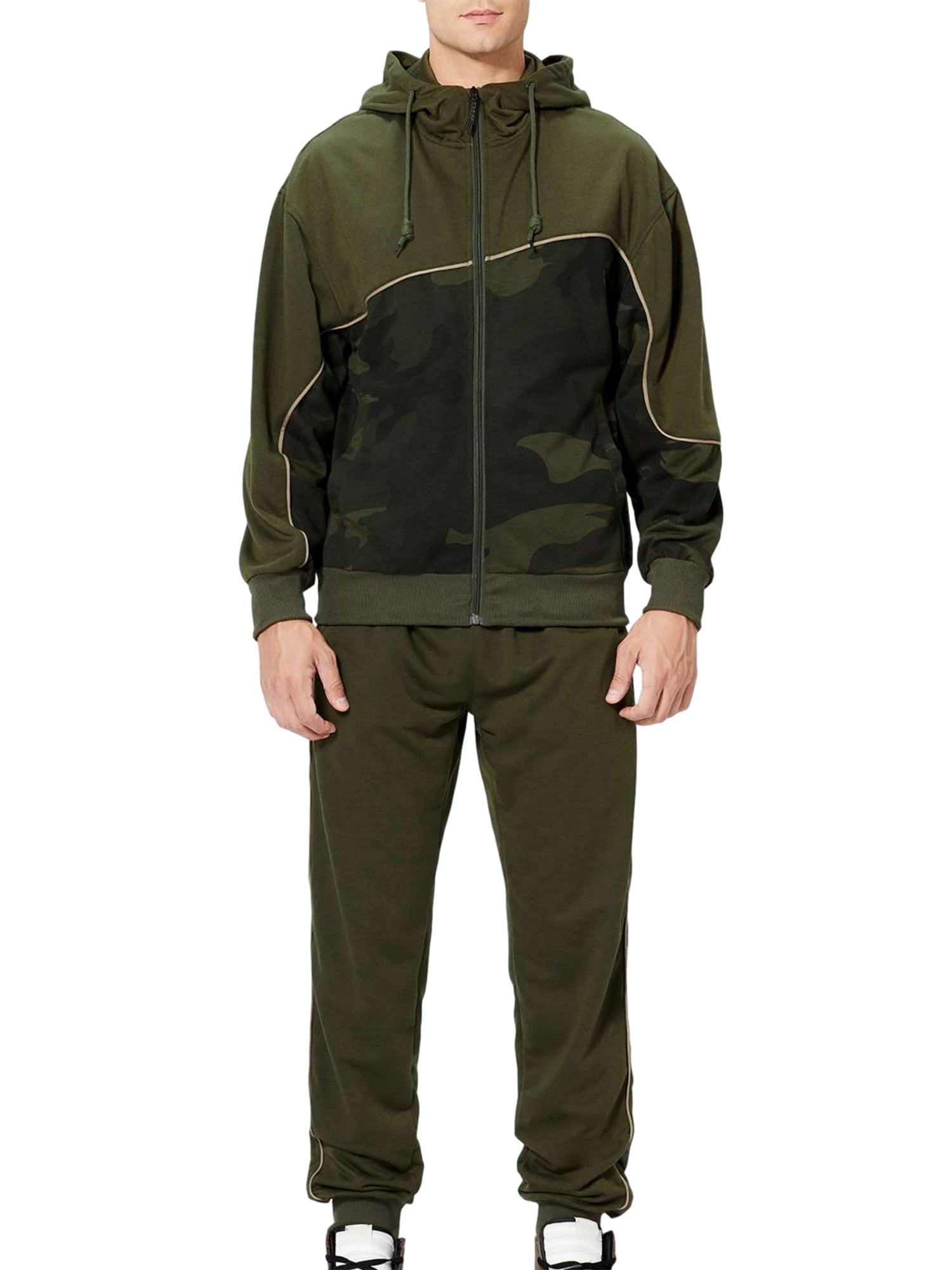 Biekopu Men's Camouflage Tracksuit Clothes Outfits Long Sleeve Full Zip ...