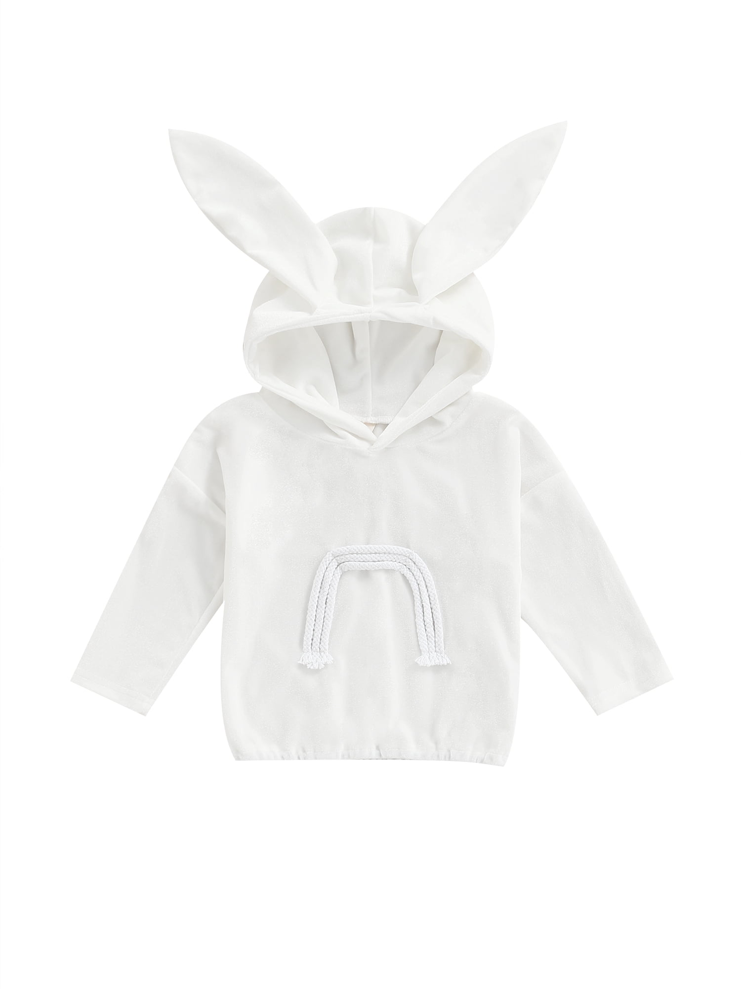 Biekopu Toddle Girl Long Sleeve Hoodie, Cartoon Rabbit Ears Thick ...