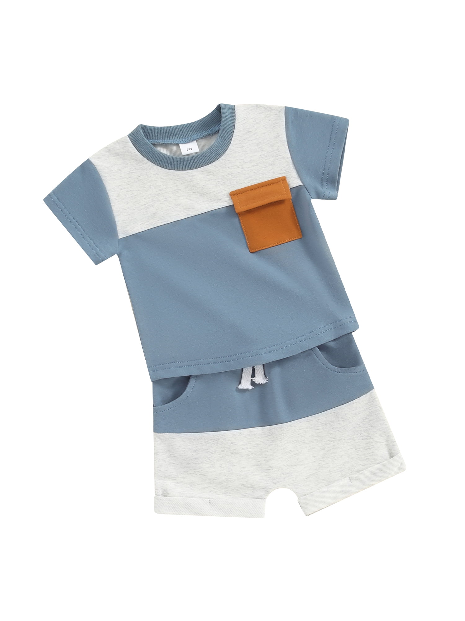 Biekopu Toddler Boy Summer Clothes Contrast Color Short Sleeve Pocket T ...