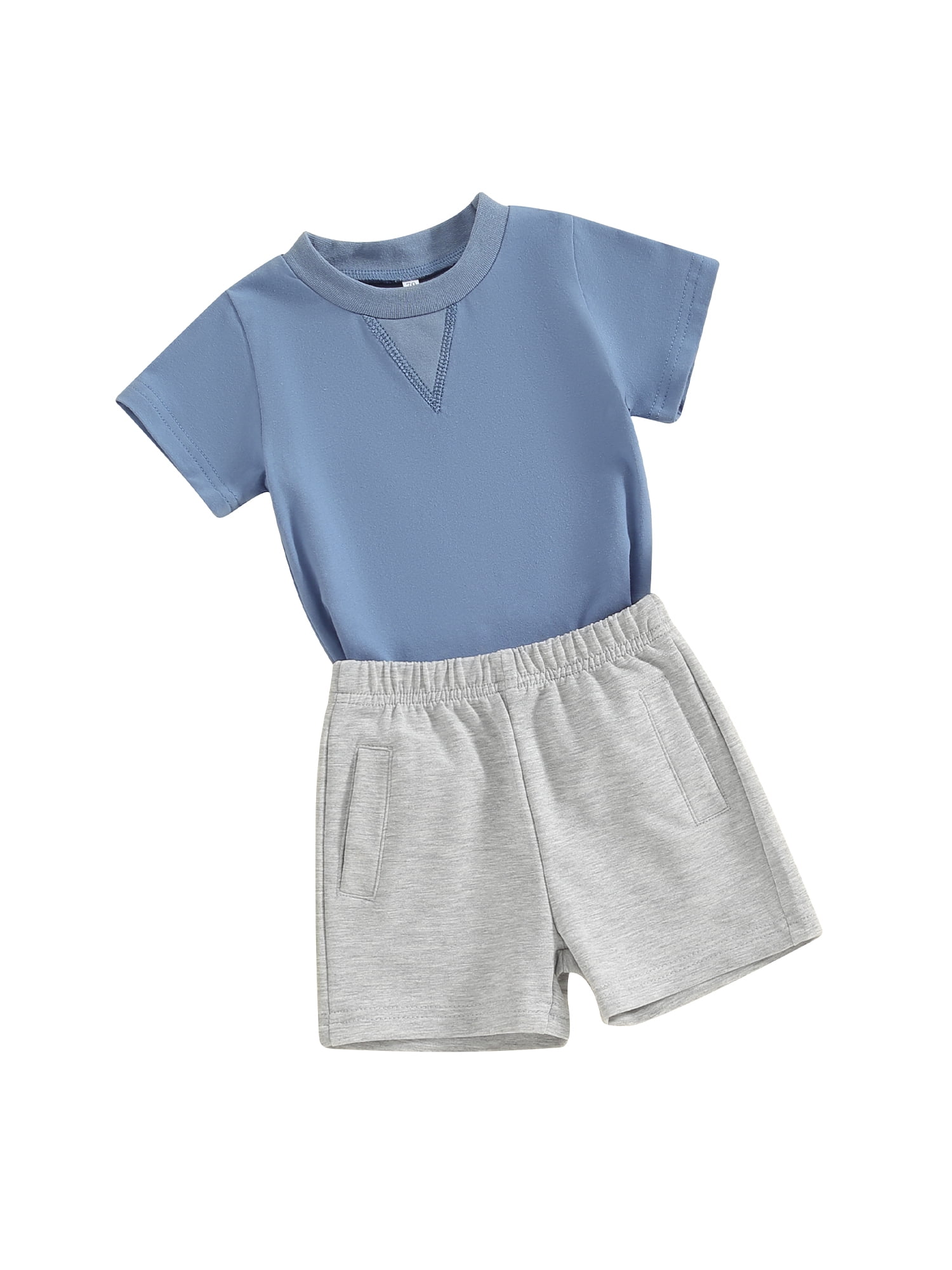 Biekopu Toddler Boys Summer Outfits Reverse Stitch V-Shape Pattern ...