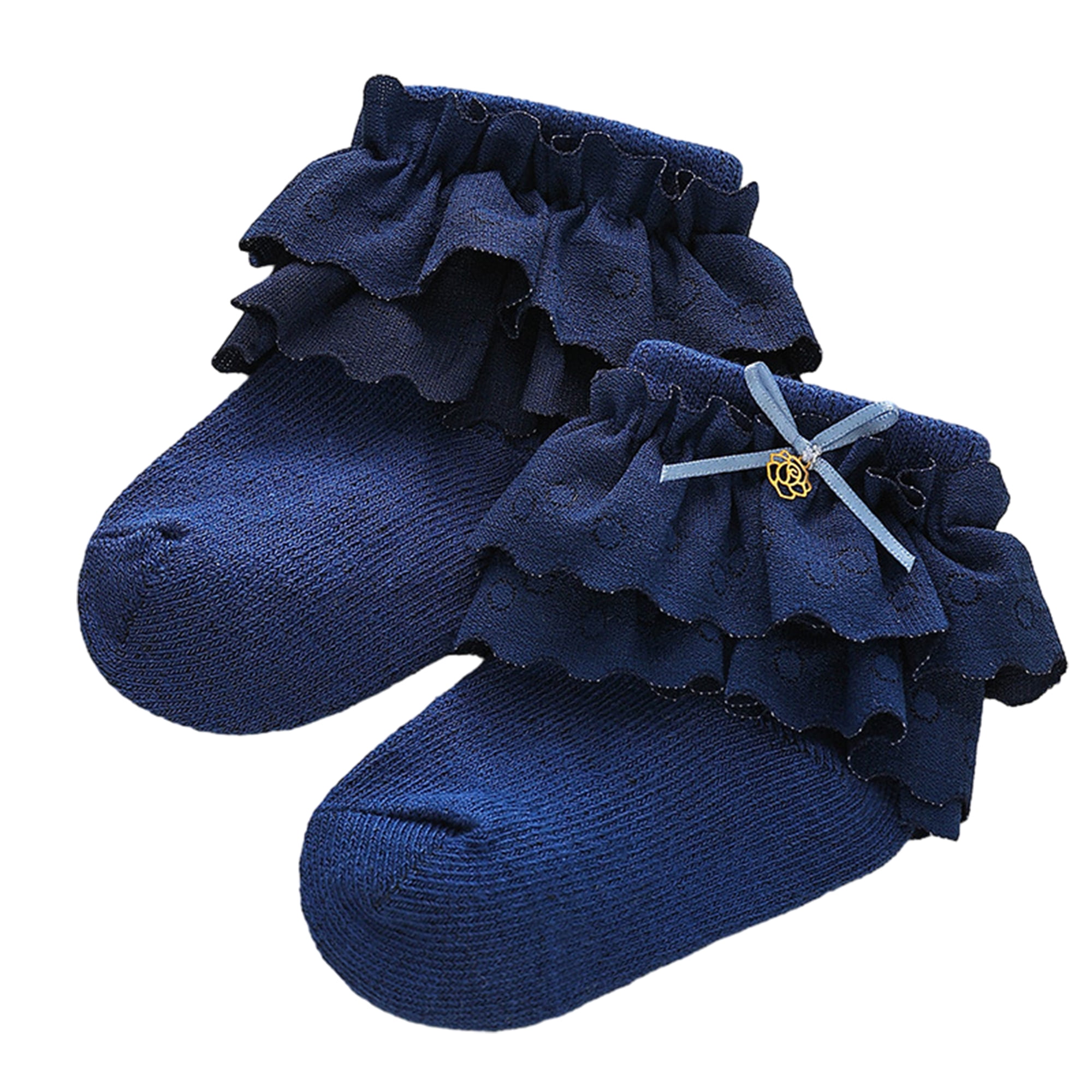 Biekopu Toddler Girls Ruffle Socks Soft Double Lace Frilly Socks ...