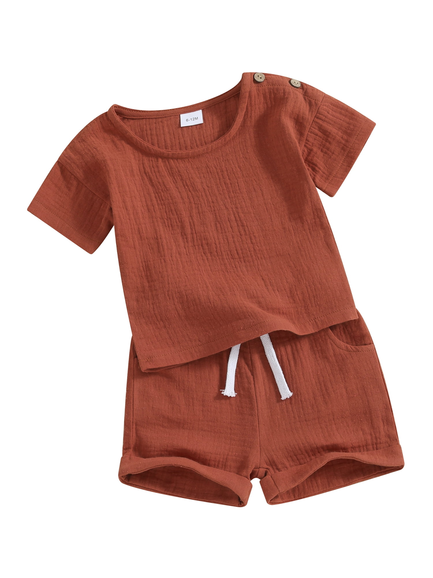 Biekopu Toddler Infant Boy Summer Set, Round Neck Short Sleeve Solid ...