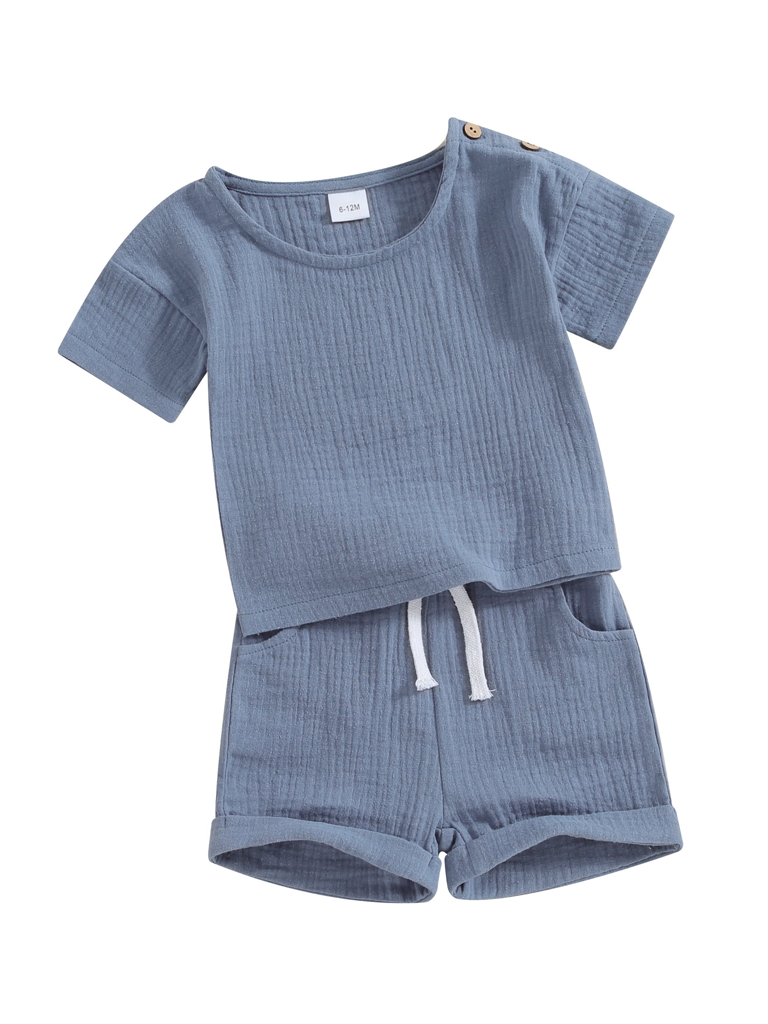 Biekopu Toddler Infant Boy Summer Set, Round Neck Short Sleeve Solid ...