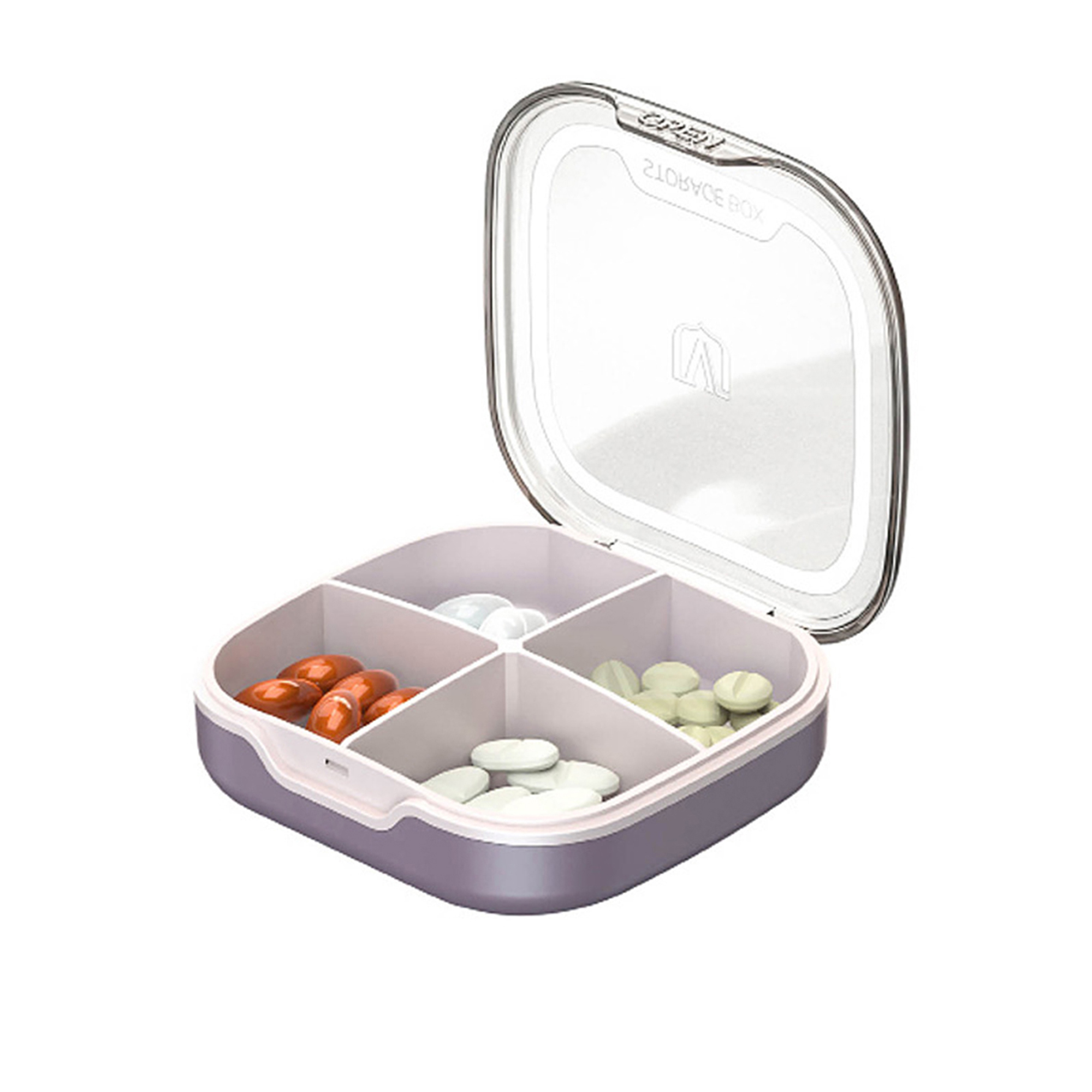 Biekopu Travel Pill Organizer 4 Compartment Cute Pill Case Vitamin ...