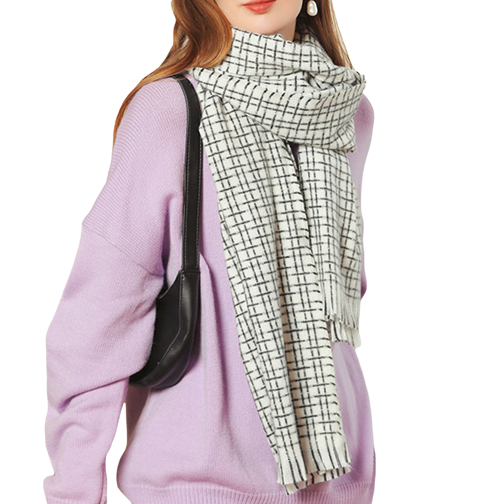 Biekopu Women Long Scarf, Elegant Trendy Plaid Shawl Wraps Winter Warm ...