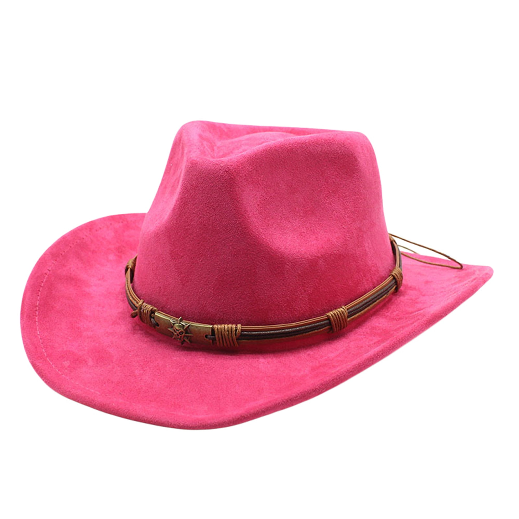 Biekopu Women Men Felt Cowboy Hat, Vintage Skull Roll-up Wide Brim Western Hat for Casual Daily ...