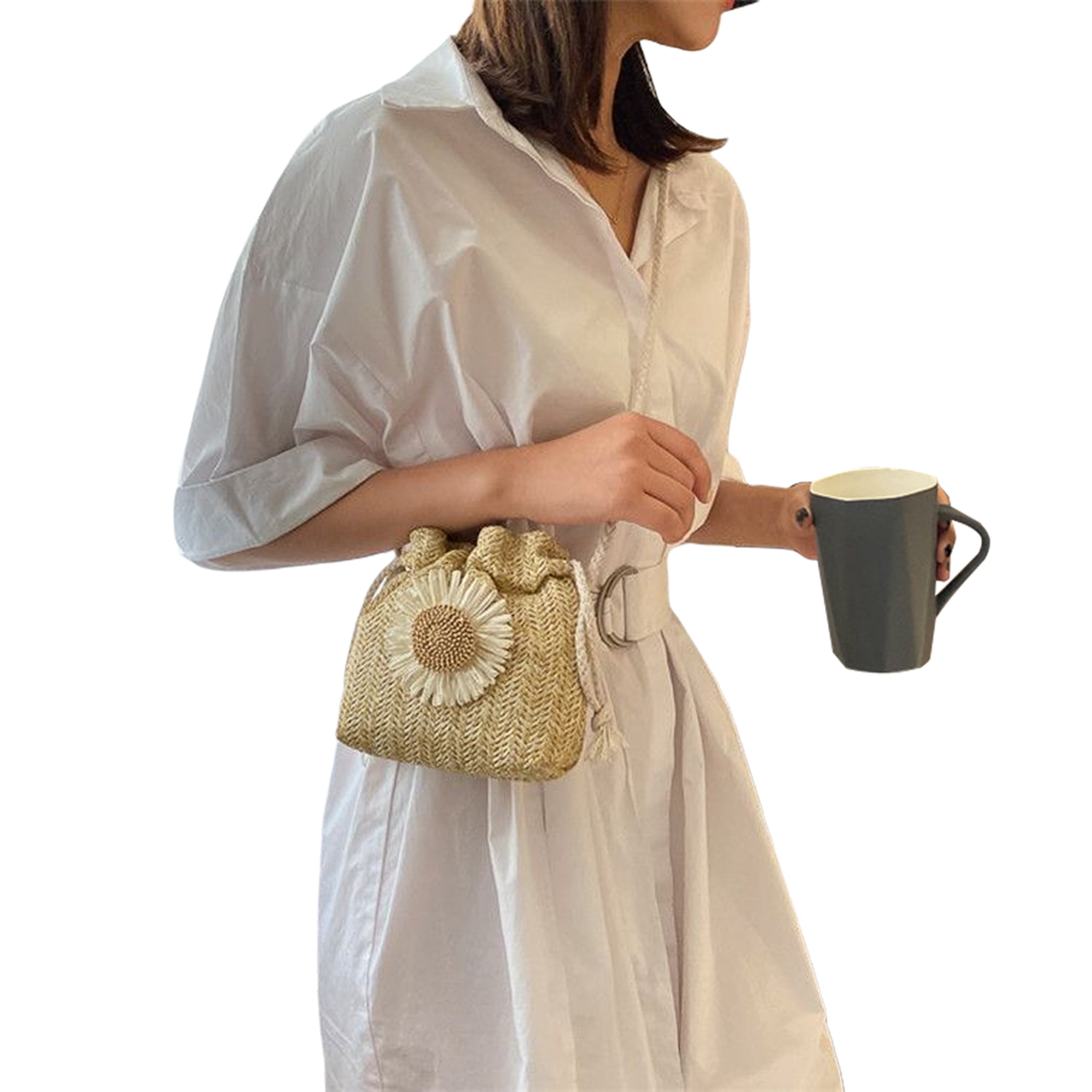 Biekopu Women'S Crossbody Bag, Versatile Woven Bucket Bag For Summer ...