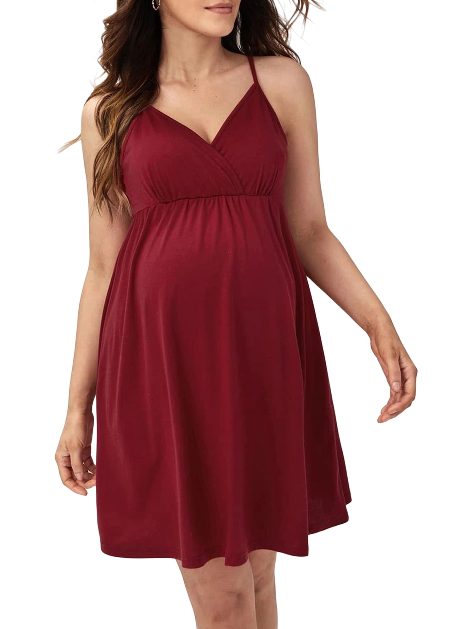 Biekopu Women Summer Maternity Dress,Spaghetti Straps V-neck Backless ...