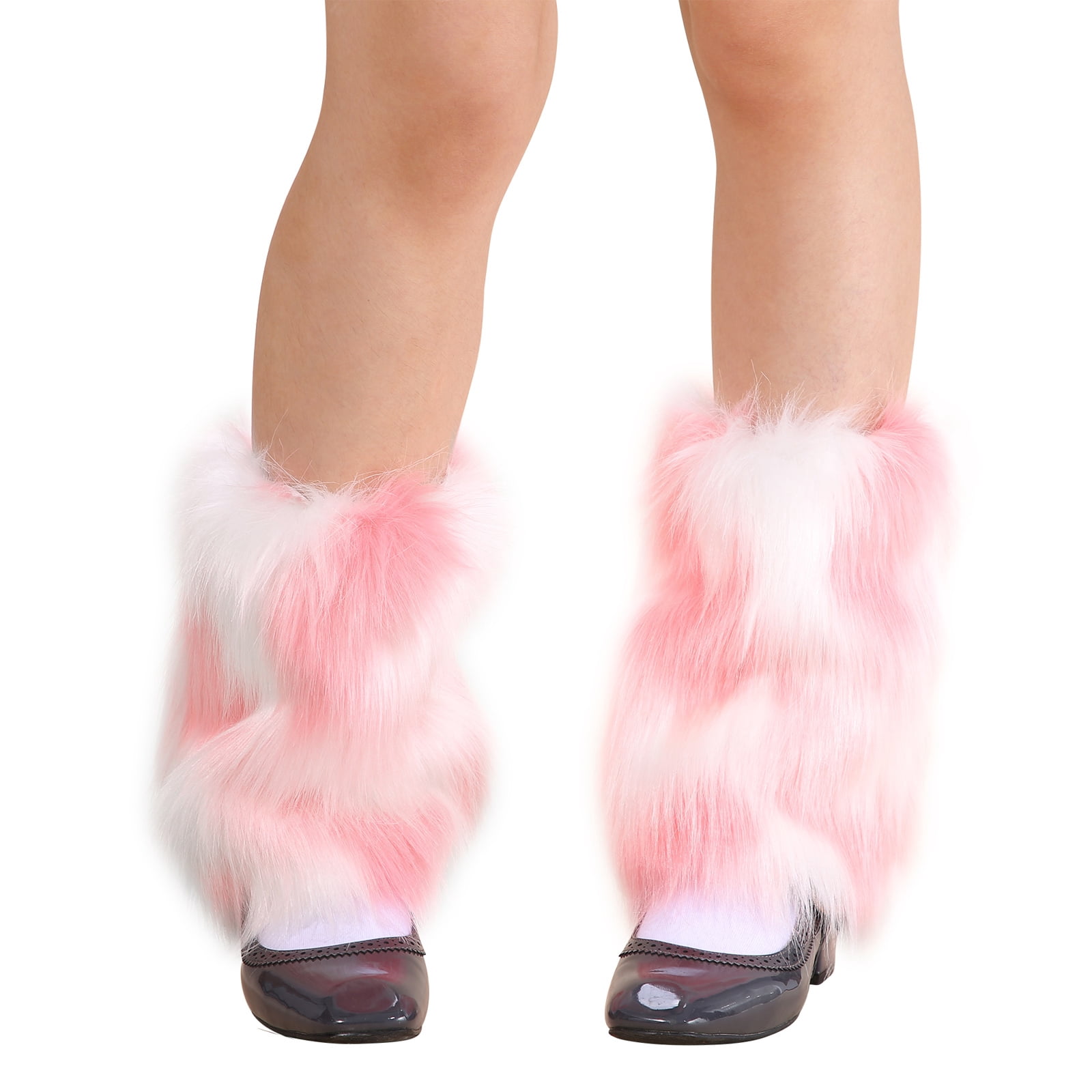 Biekopu Women's Faux Fur Leg Warmers Fuzzy Spots Print Leg Warmers ...