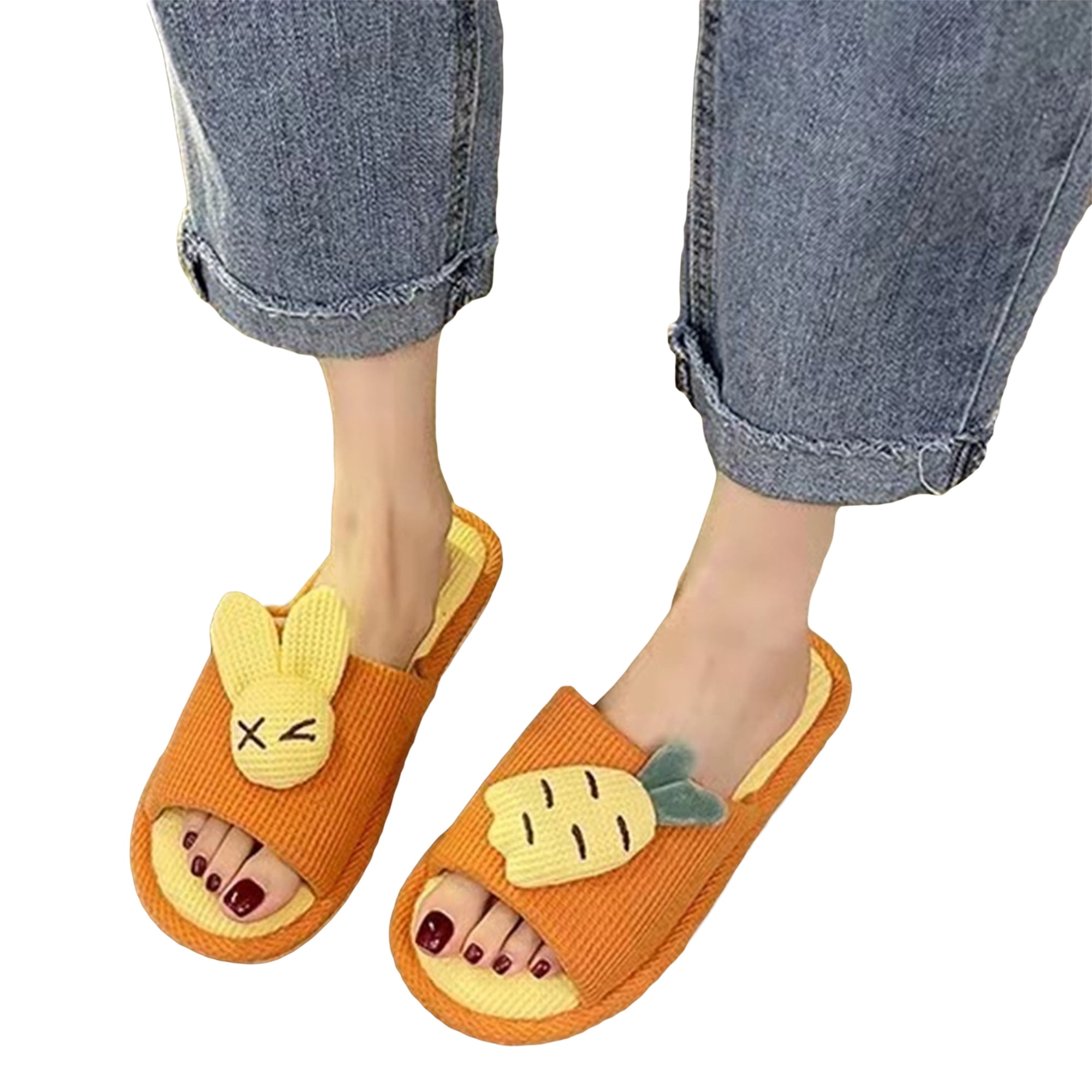 Biekopu Women's Soft-Lightweight Slippers Cute 3D Carrot Rabbit Anti ...