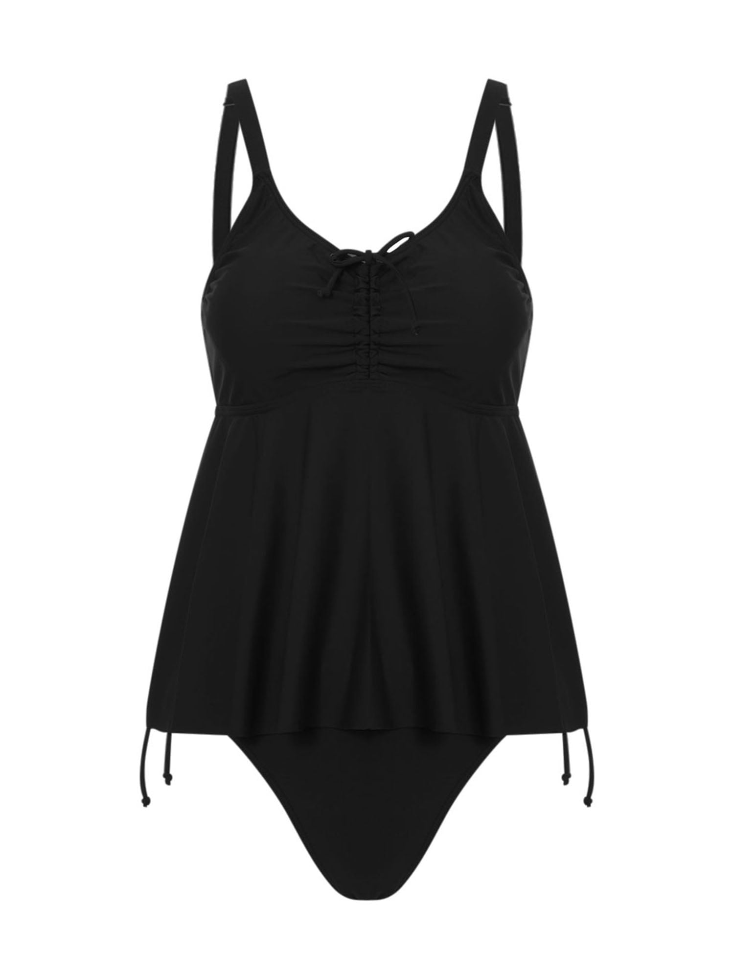 Biekopu Women's Tankini Swimsuits Two-Piece Solid Color Bathing Suits ...