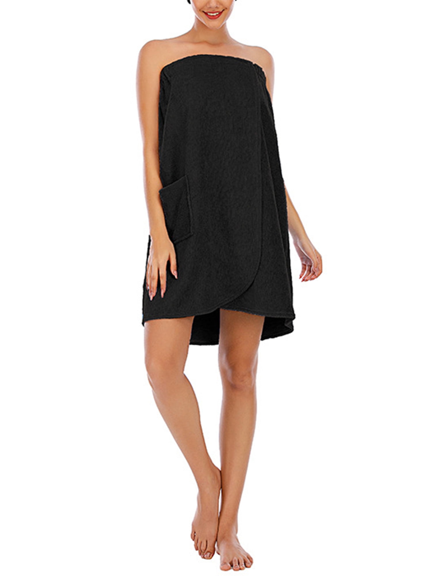 Biekopu Women's Towel Wrap Bathrobe Soft Adjustable Spa Robe with Hair ...