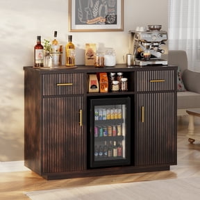Coffee Bar Cabinet with Fridge Space, Mini Fridge Cabinet，Buffet ...