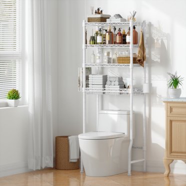 Soges 4-Tier Bathroom Shelf, Over Toilet Storage Rack 68 inch, Small ...