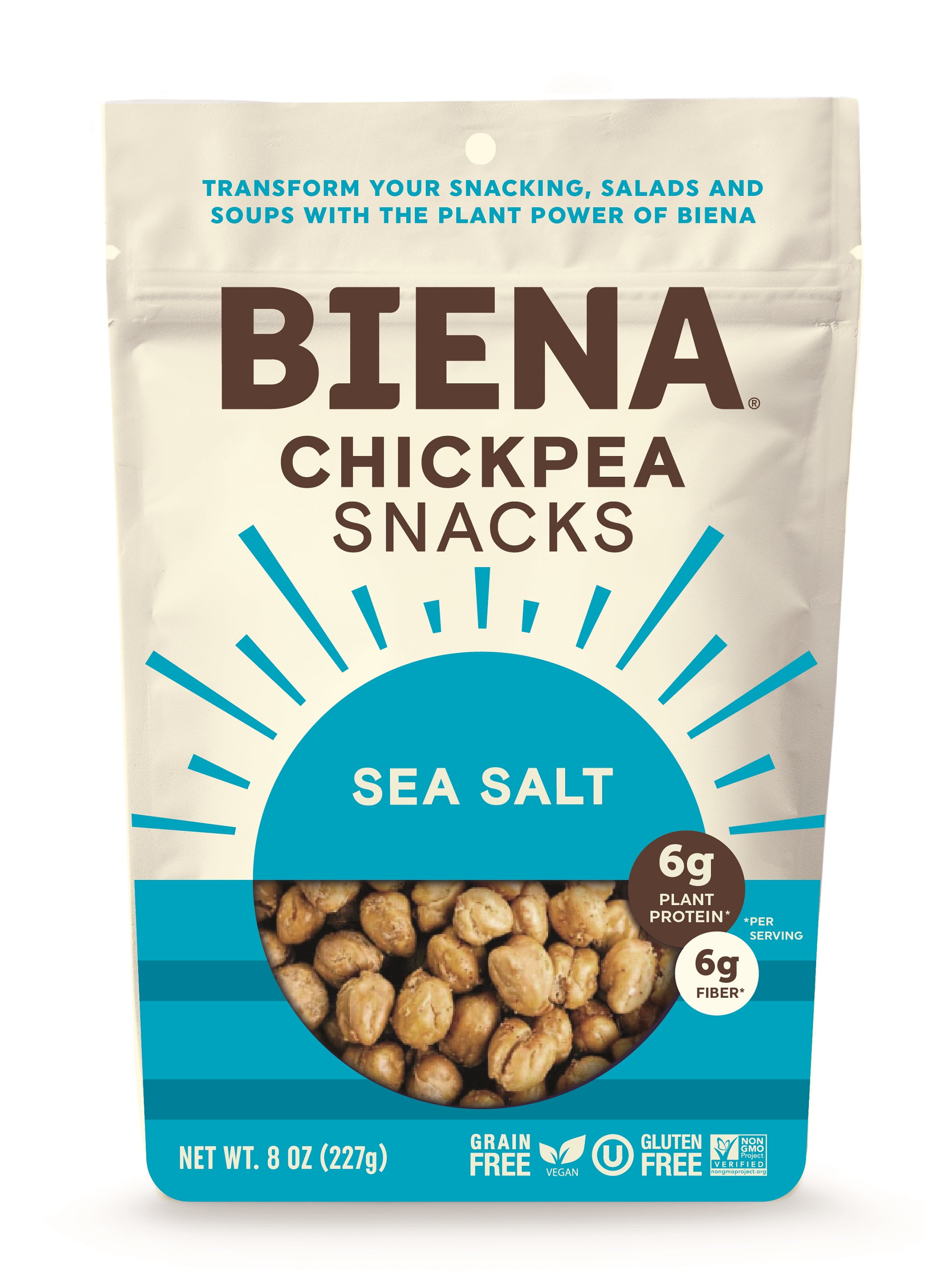 Biena 8 oz. Sea Salt Roasted Chickpea Snacks - Walmart.com