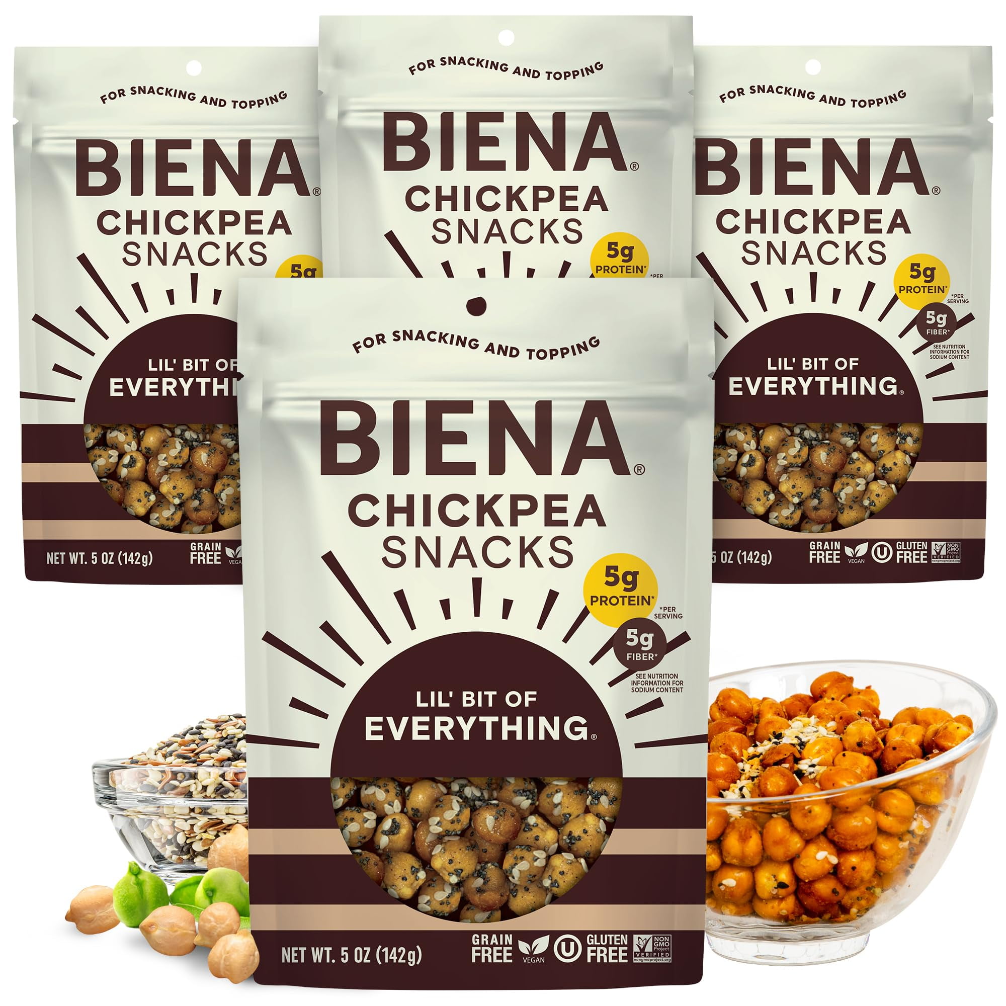 Biena Crispy Roasted Chickpea BCF26 Snacks, Lil’ Bit Everything, High ...