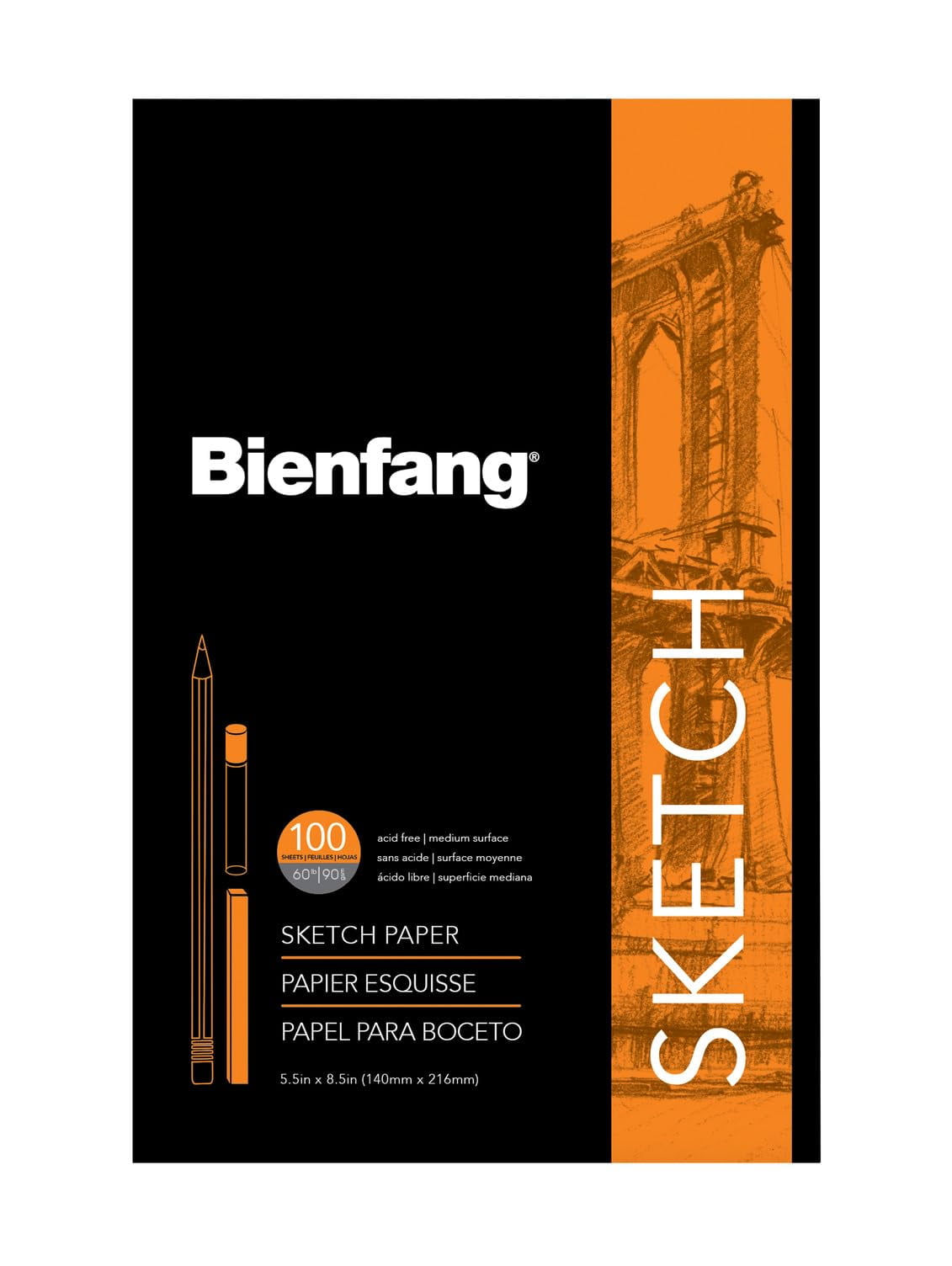 Bienfang Sketch Paper 100-Sheet RRF12 Pack, 5.5.x 8.5, 100 Sheets ...