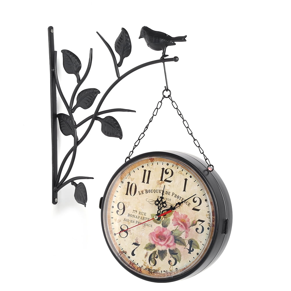Bienvenido Double Sided Antique European Rural Iron Mute Wall Clock ...