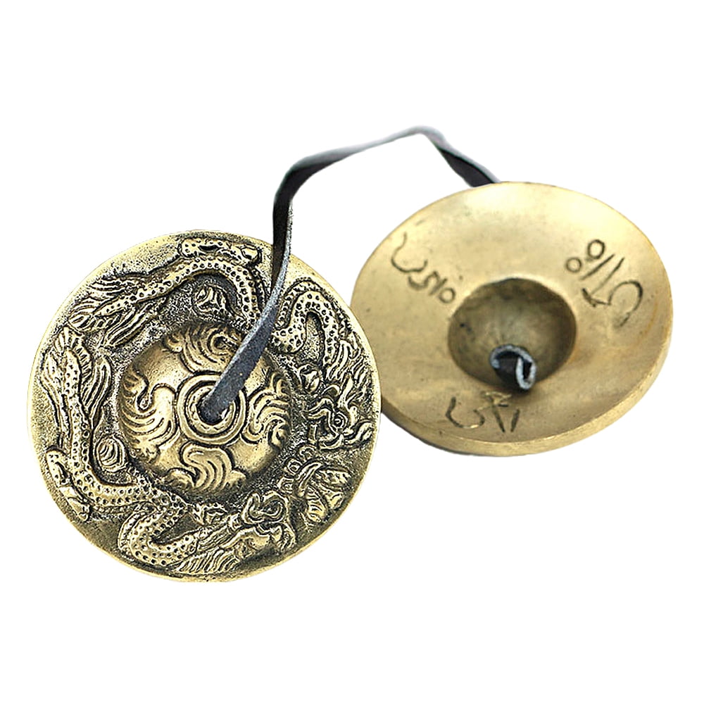 Bienvenido Tibetan Tingsha Cymbals - 6.5 cm - Lucky Symbols Embossed ...