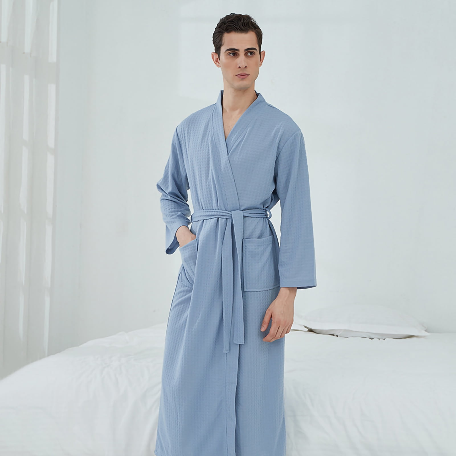 Bienvenido Unisex Bathrob Lightweight Thigh Length Spa Robe for Men ...